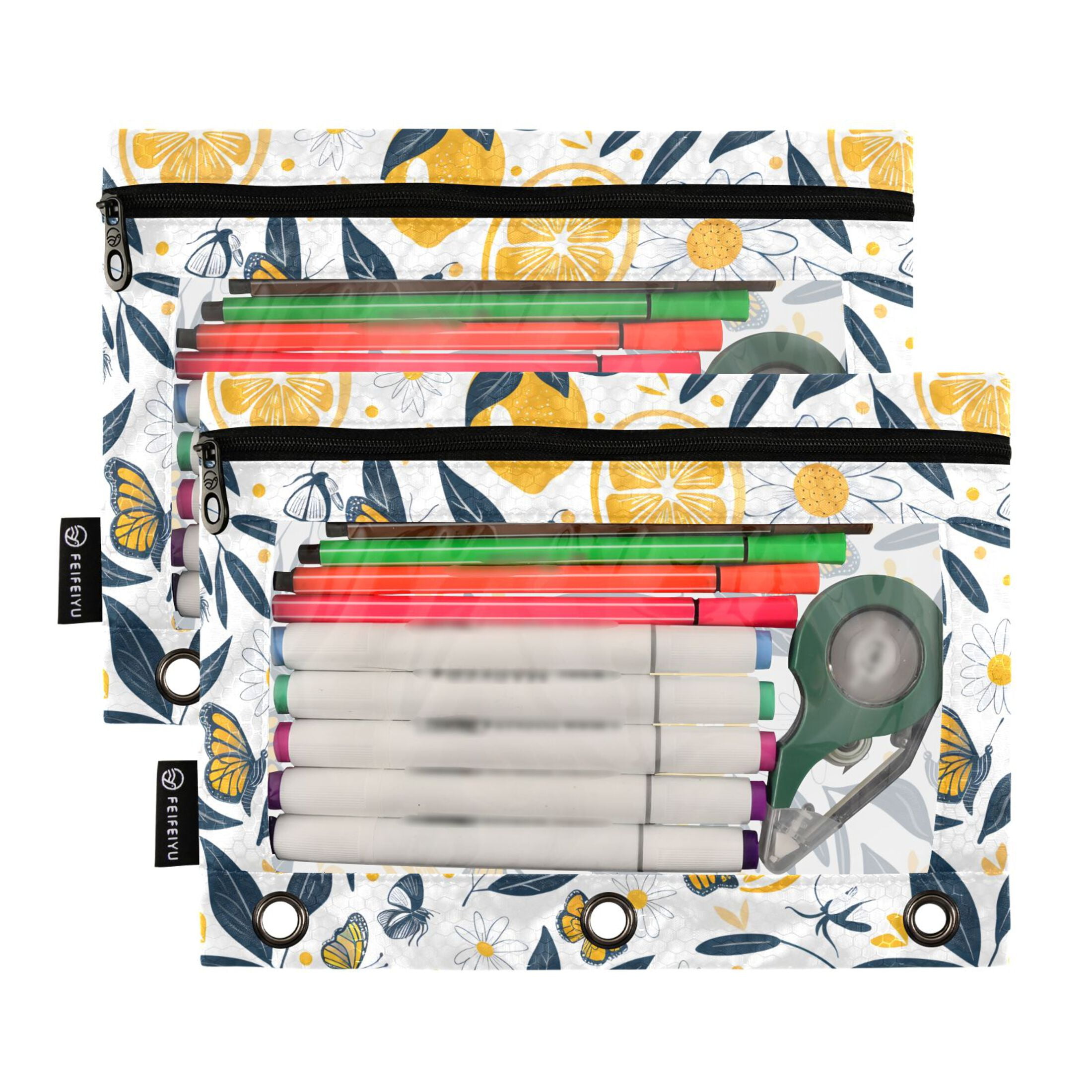 2 Pack Pencil Pouch for 3 Ring Binder Smooth Zipper Folders with ...