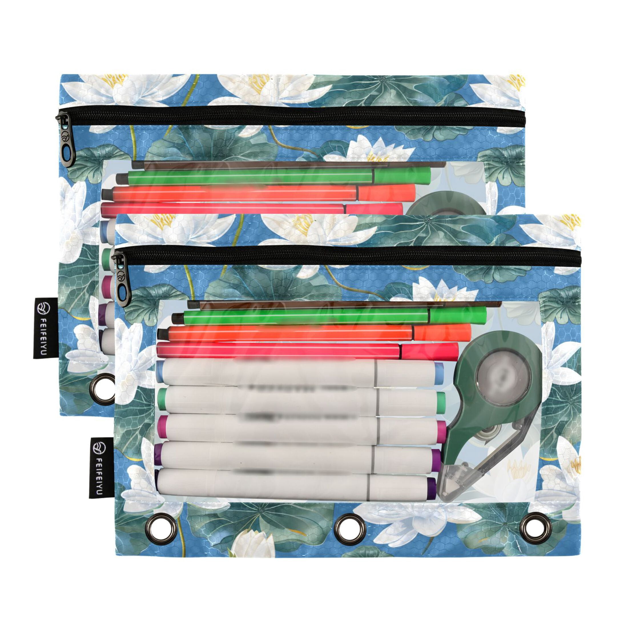 2 Pack Pencil Pouch for 3 Ring Binder Smooth Zipper Folders with ...