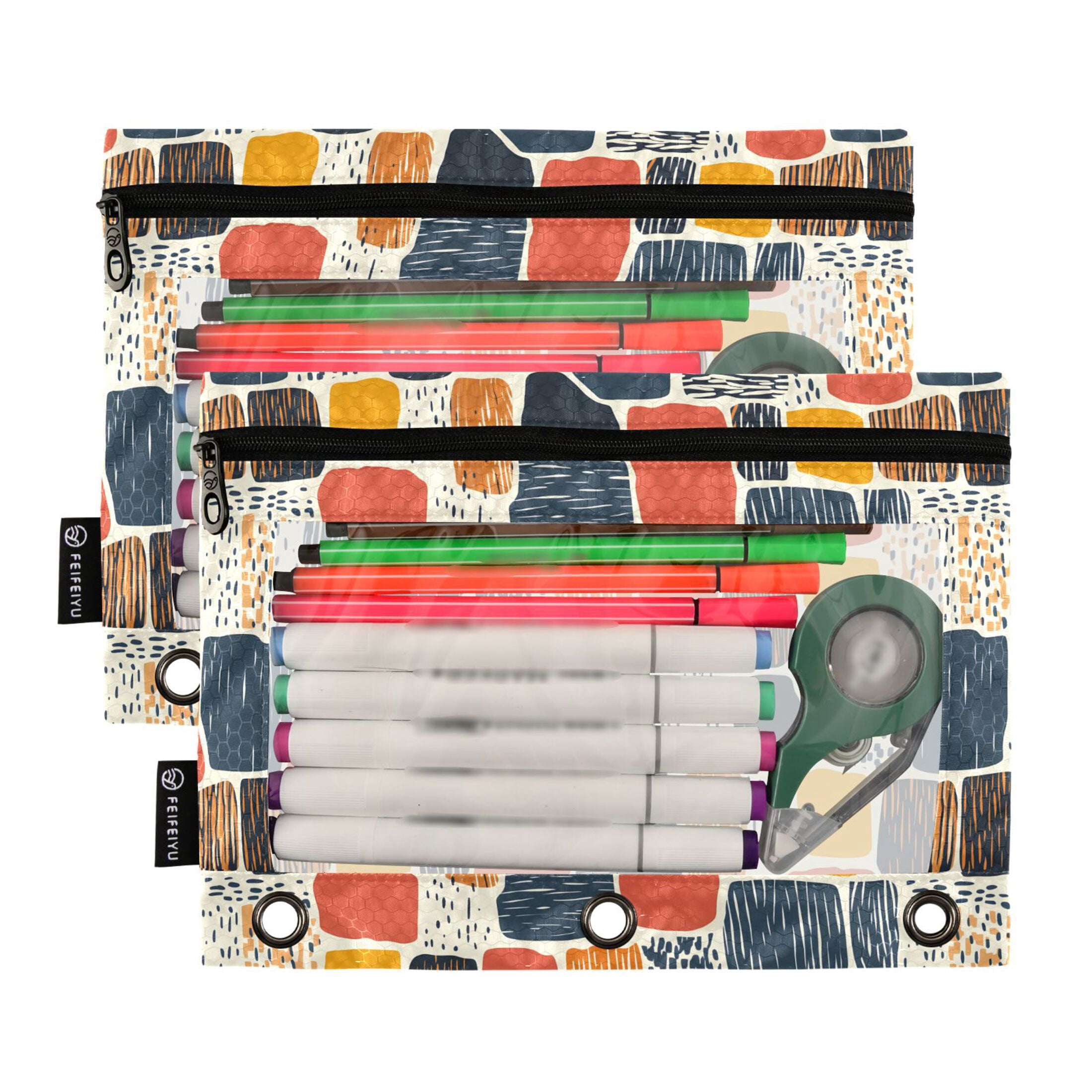 2 Pack Pencil Pouch for 3 Ring Binder Smooth Zipper Folders with ...