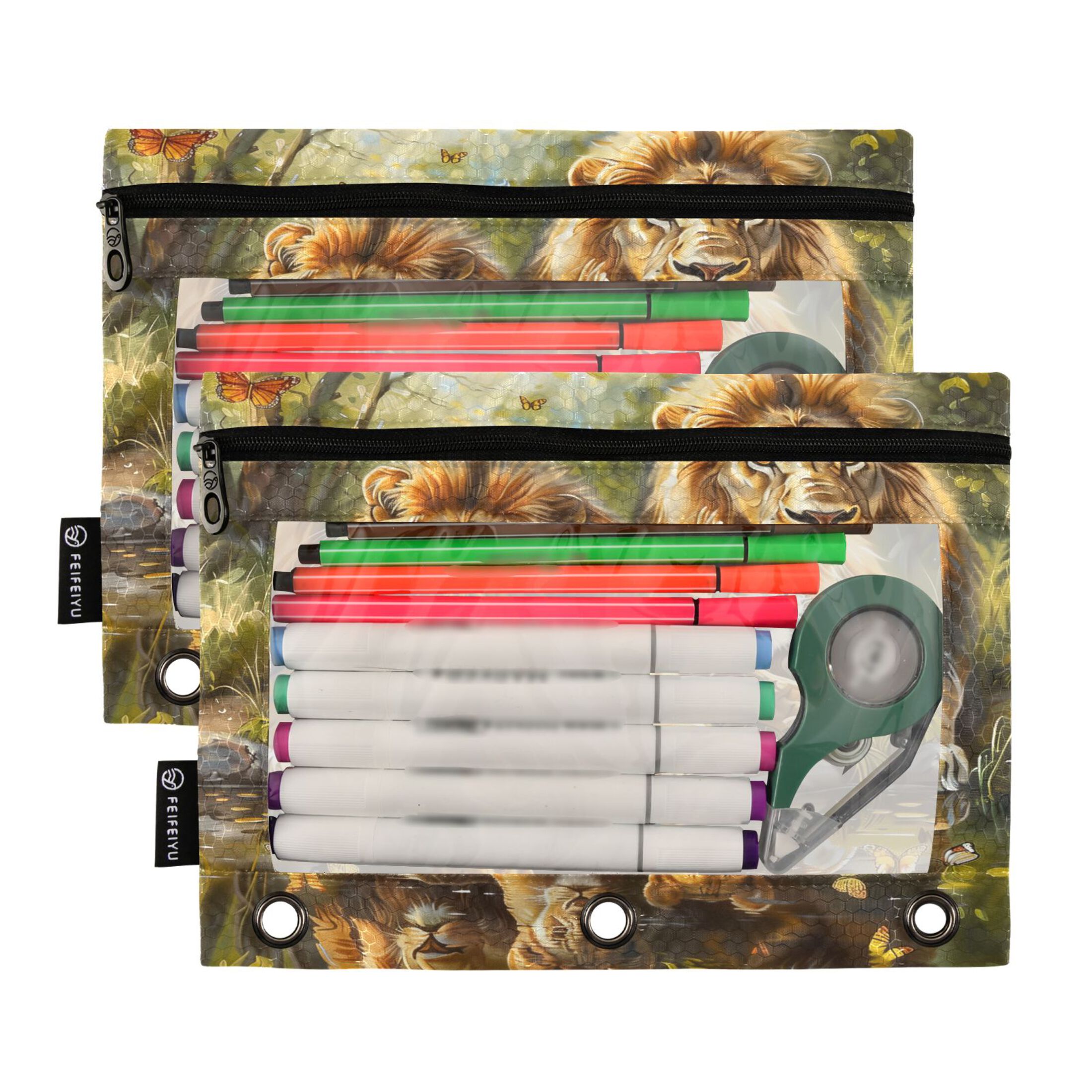 2 Pack Pencil Pouch for 3 Ring Binder Smooth Zipper Folders with ...
