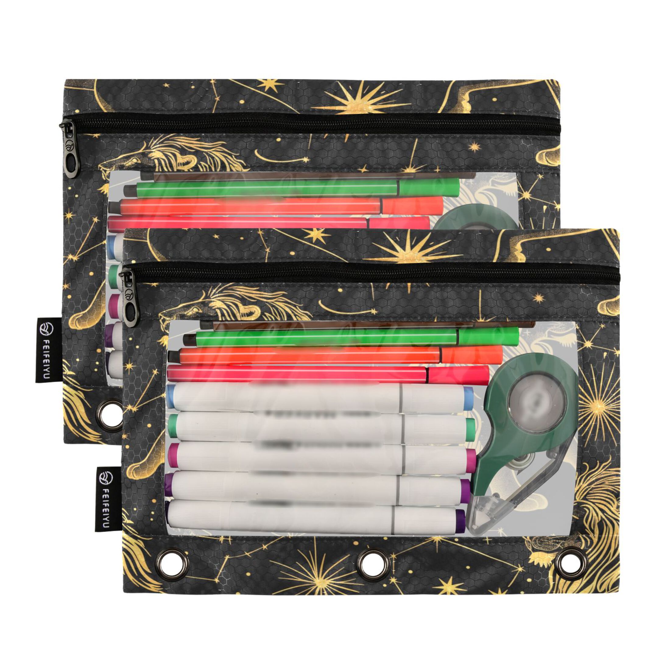 2 Pack Pencil Pouch for 3 Ring Binder Smooth Zipper Folders with ...