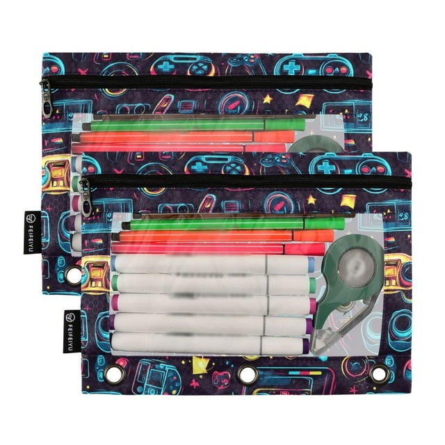 2 Pack Pencil Pouch for 3 Ring Binder Smooth Zipper Folders with ...