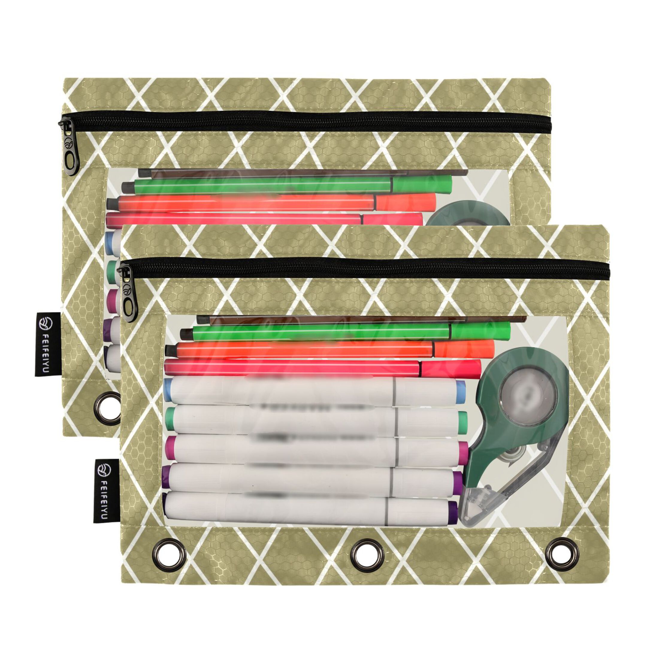 2 Pack Pencil Pouch for 3 Ring Binder Smooth Zipper Folders with ...