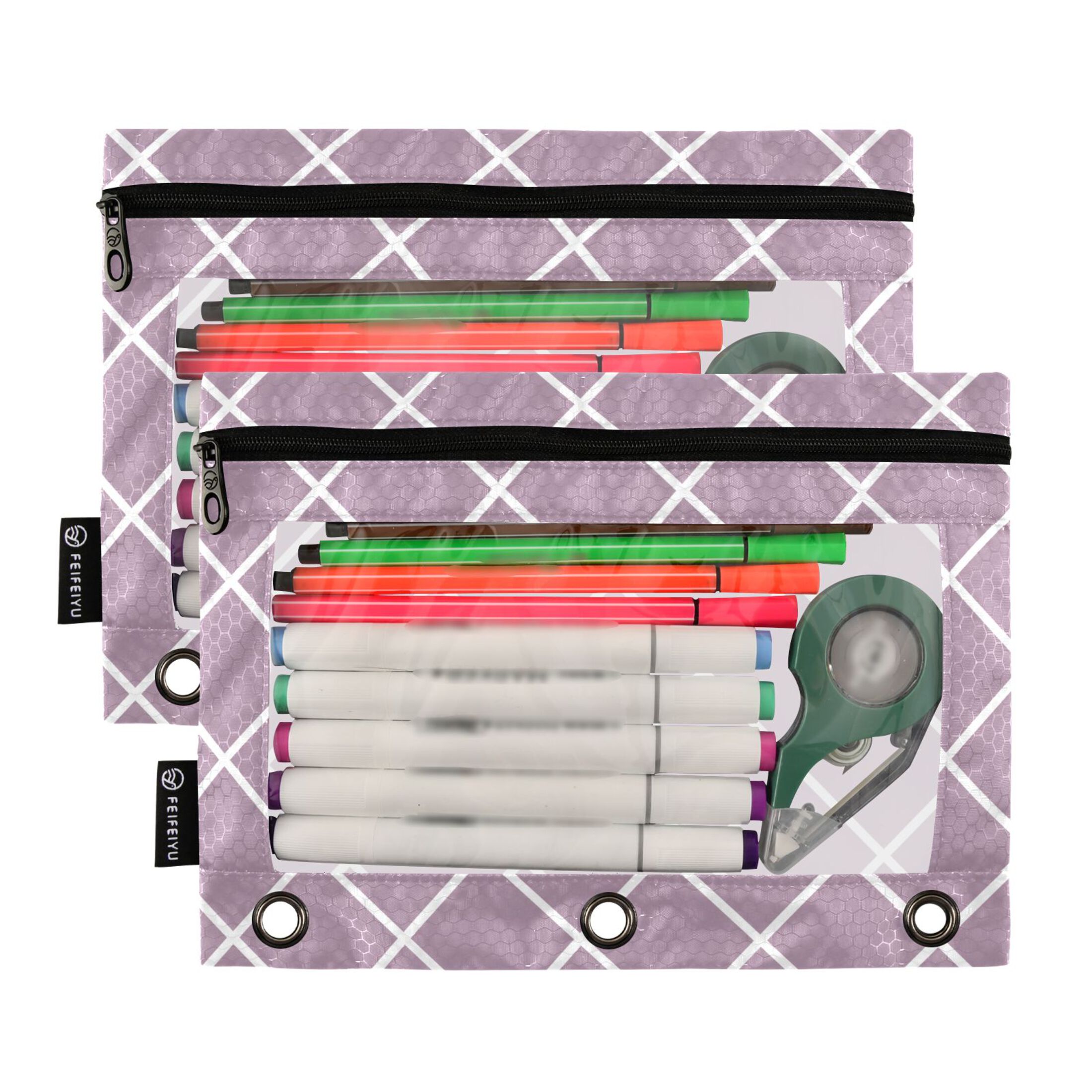 2 Pack Pencil Pouch for 3 Ring Binder Smooth Zipper Folders with ...