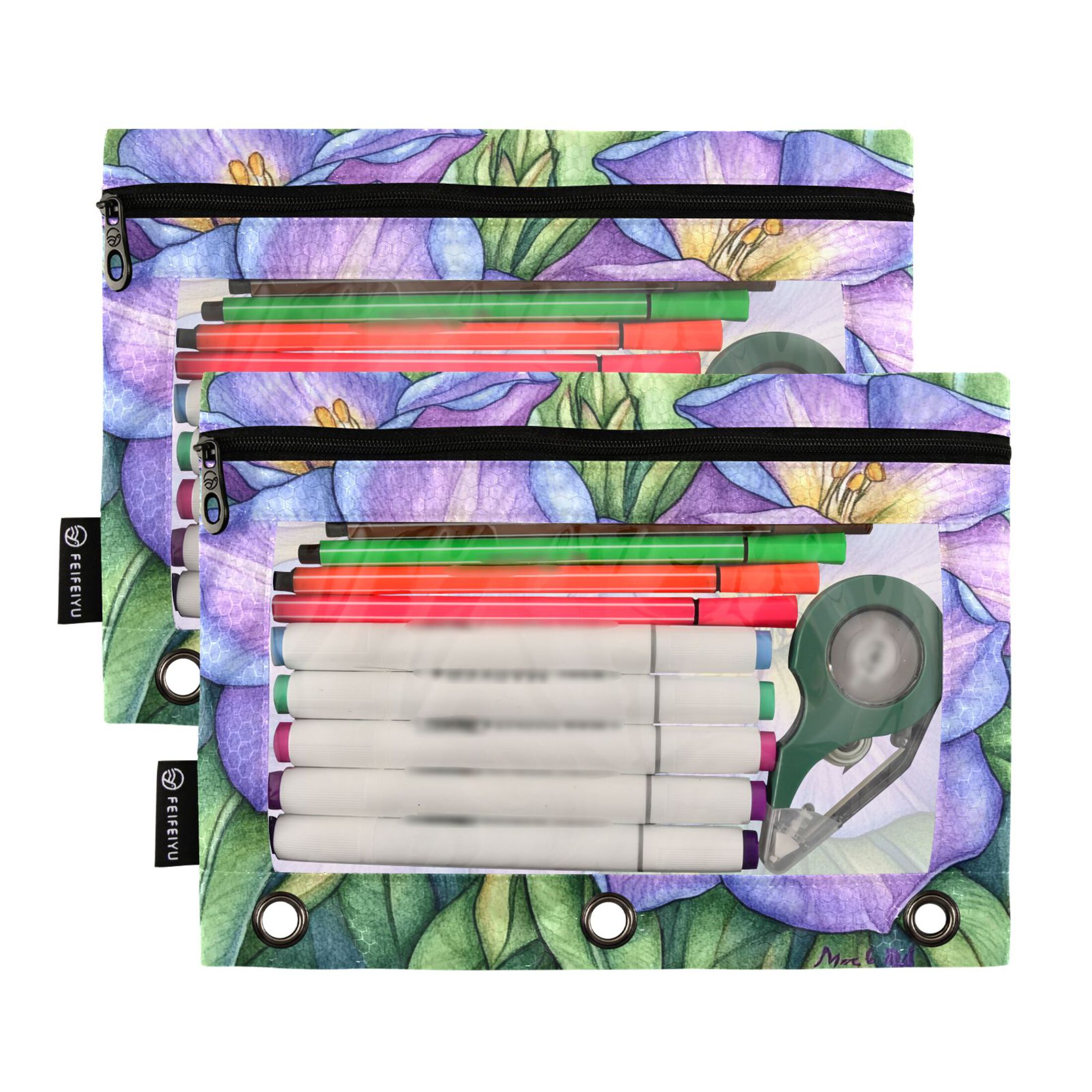 2 Pack Pencil Pouch for 3 Ring Binder Smooth Zipper Folders with ...