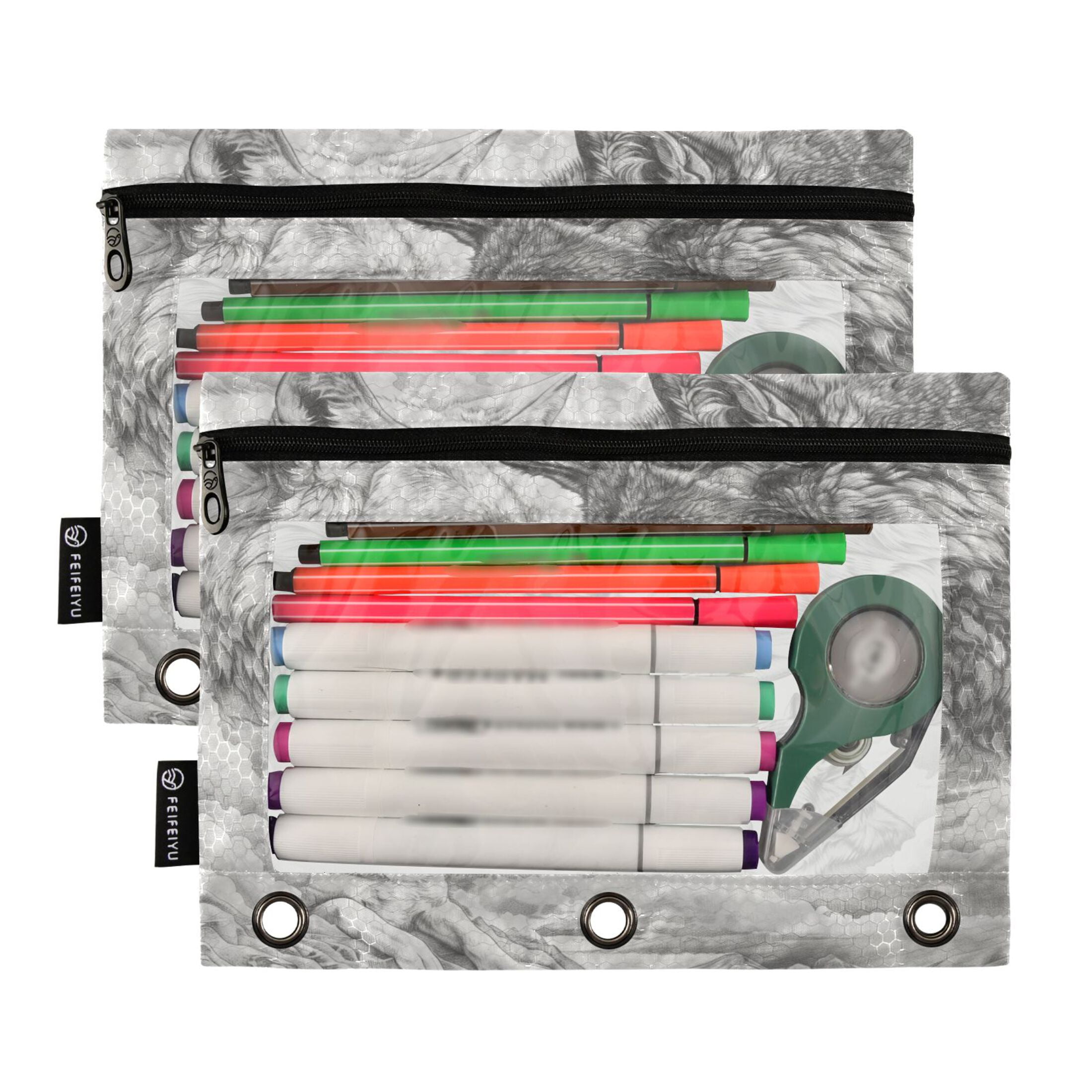 2 Pack Pencil Pouch for 3 Ring Binder Smooth Zipper Folders with ...