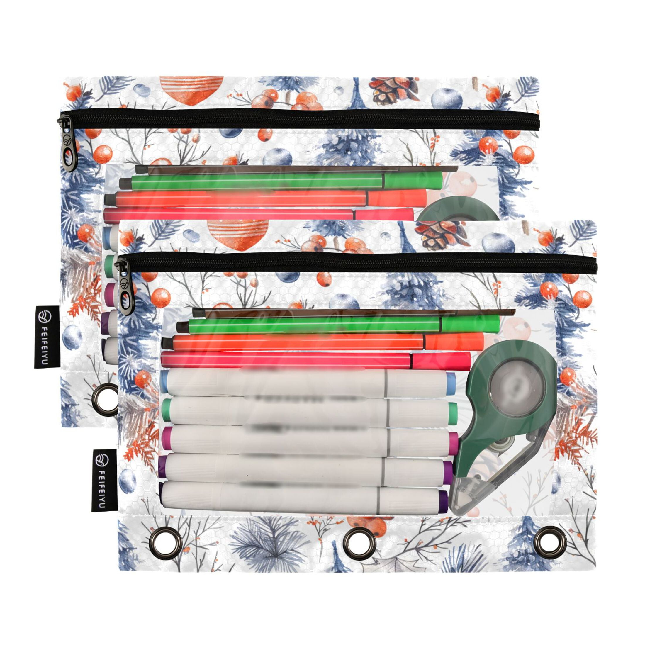 2 Pack Pencil Pouch for 3 Ring Binder Smooth Zipper Folders with ...