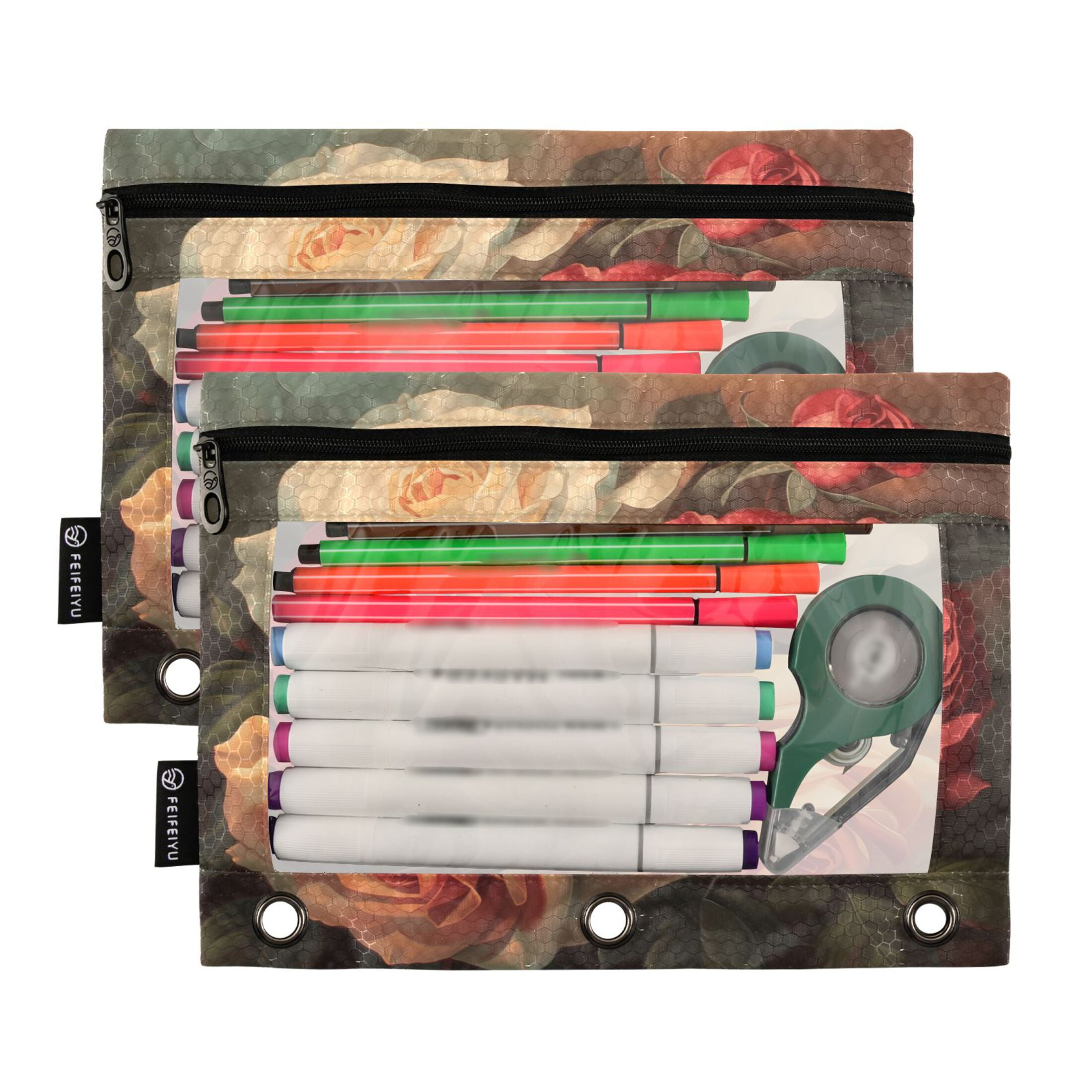 2 Pack Pencil Pouch for 3 Ring Binder Smooth Zipper Folders with ...