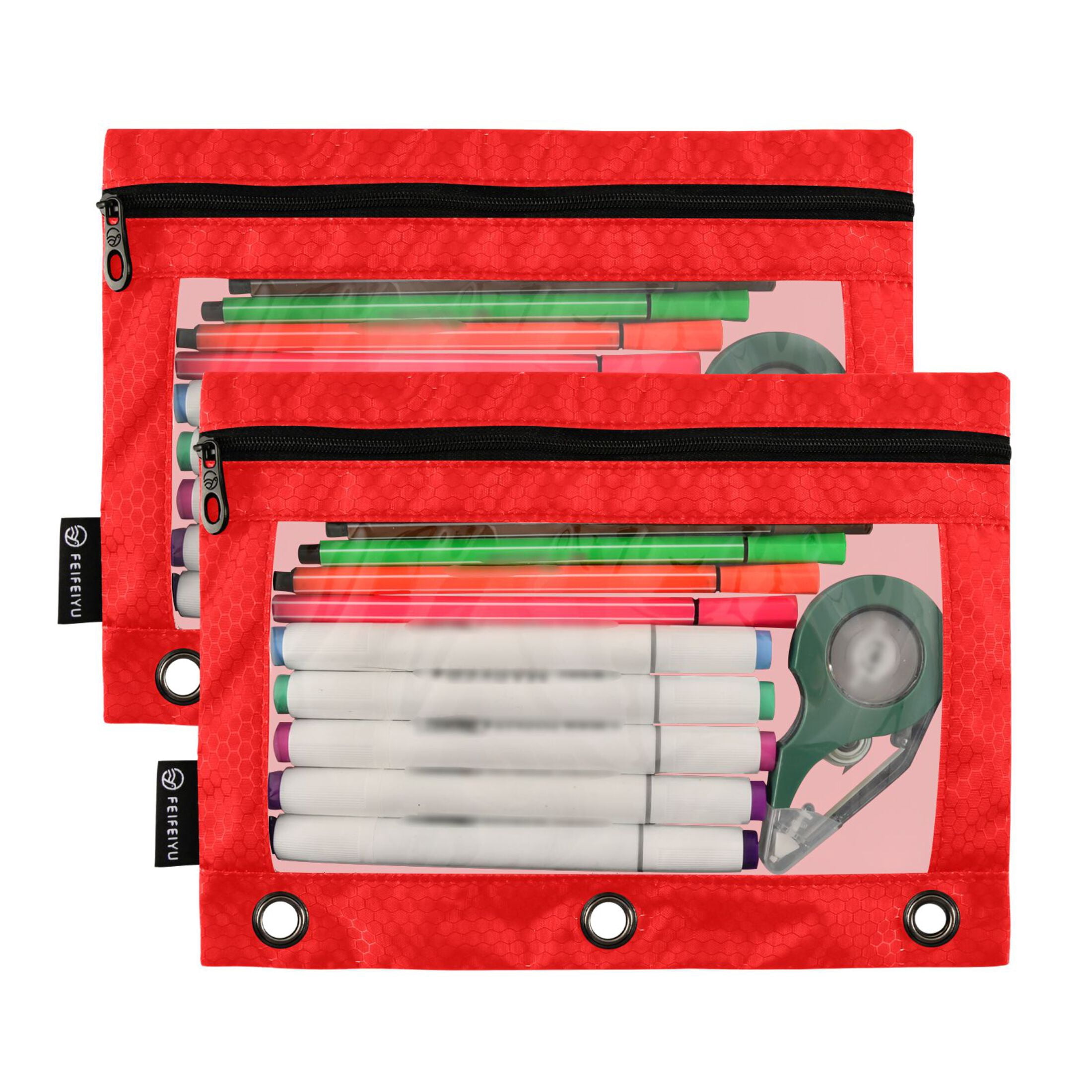 2 Pack Pencil Pouch for 3 Ring Binder Smooth Zipper Folders with ...