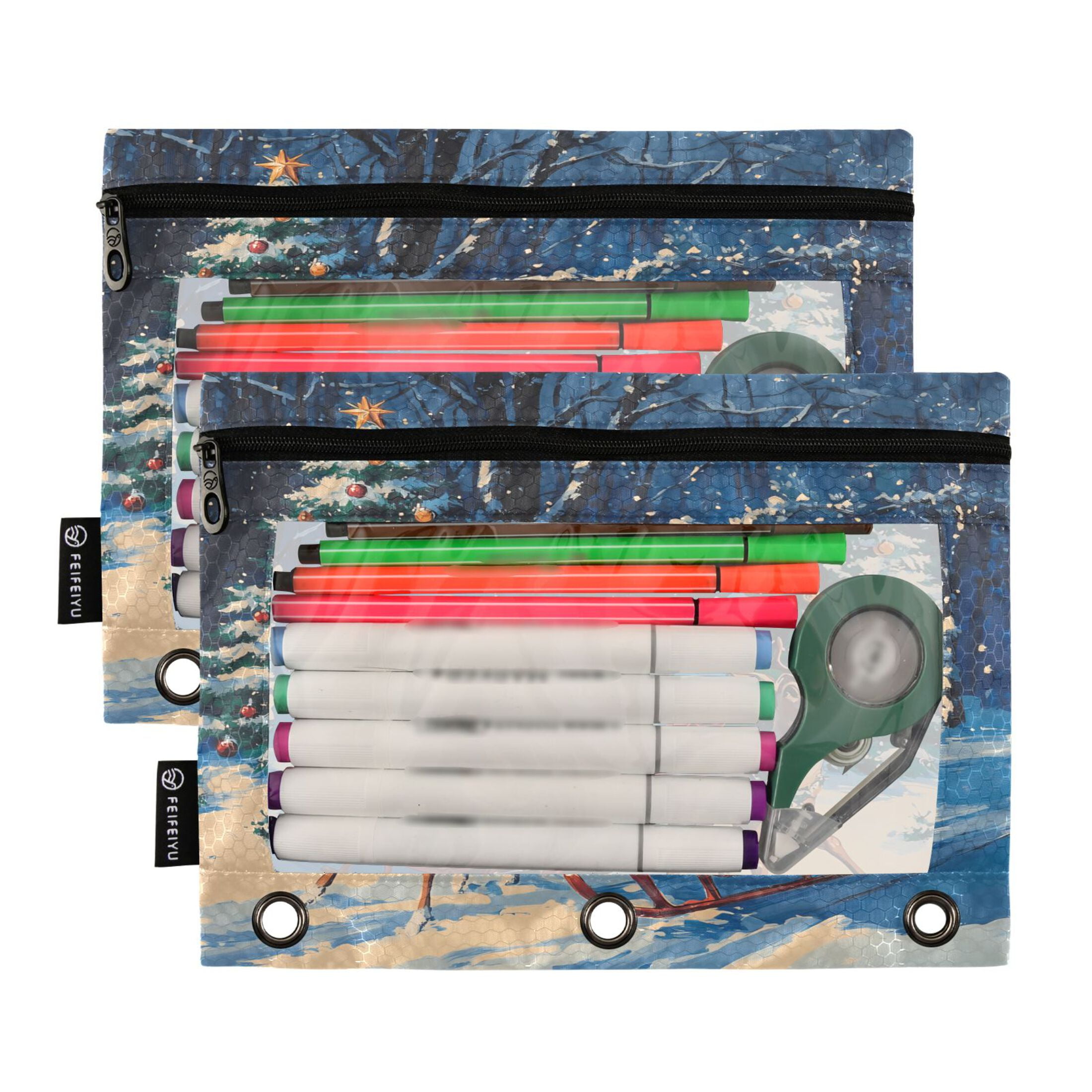 2 Pack Pencil Pouch for 3 Ring Binder Smooth Zipper Folders with ...