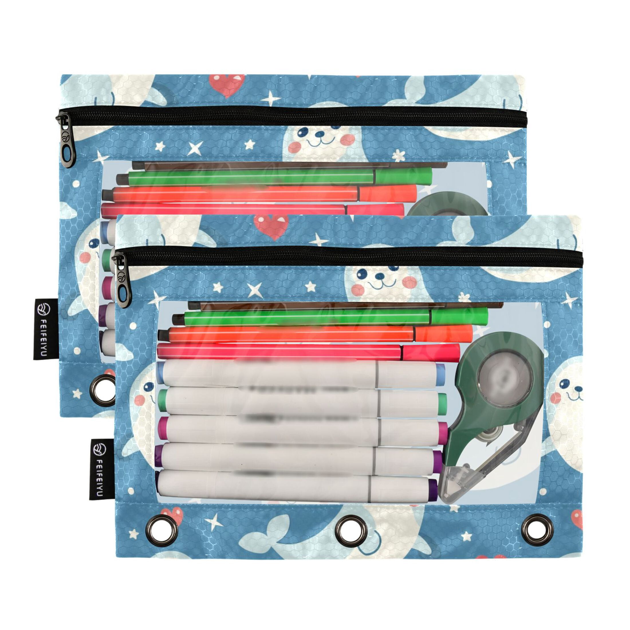 2 Pack Pencil Pouch for 3 Ring Binder Smooth Zipper Folders with ...