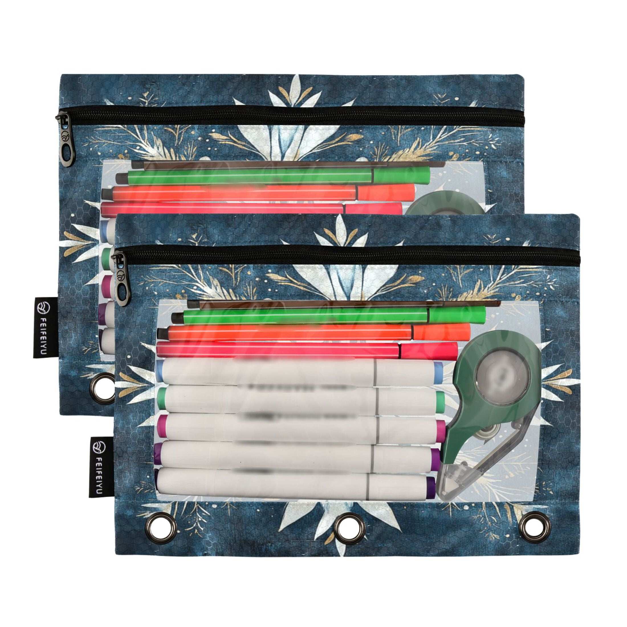 2 Pack Pencil Pouch for 3 Ring Binder Smooth Zipper Folders with ...