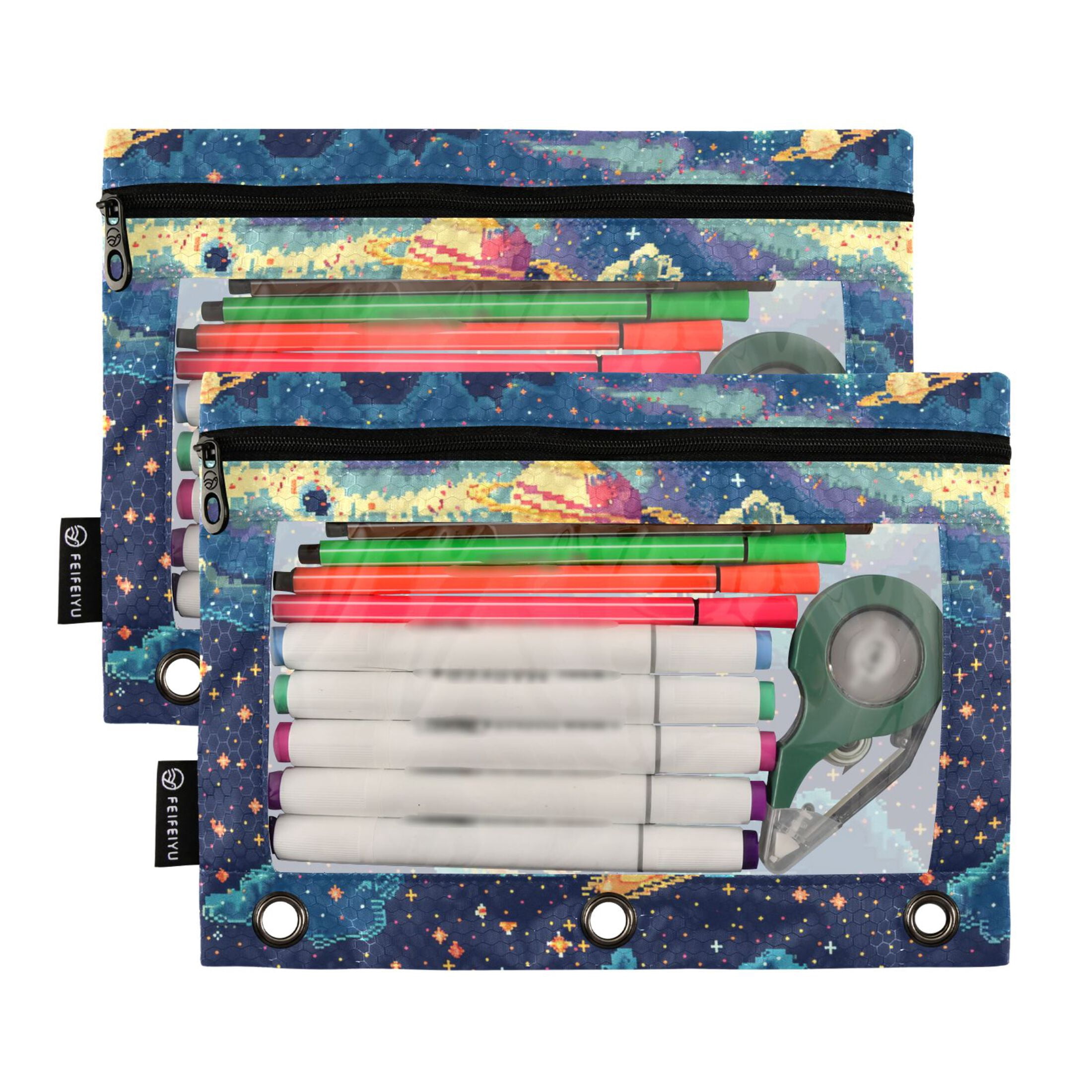 2 Pack Pencil Pouch for 3 Ring Binder Smooth Zipper Folders with ...