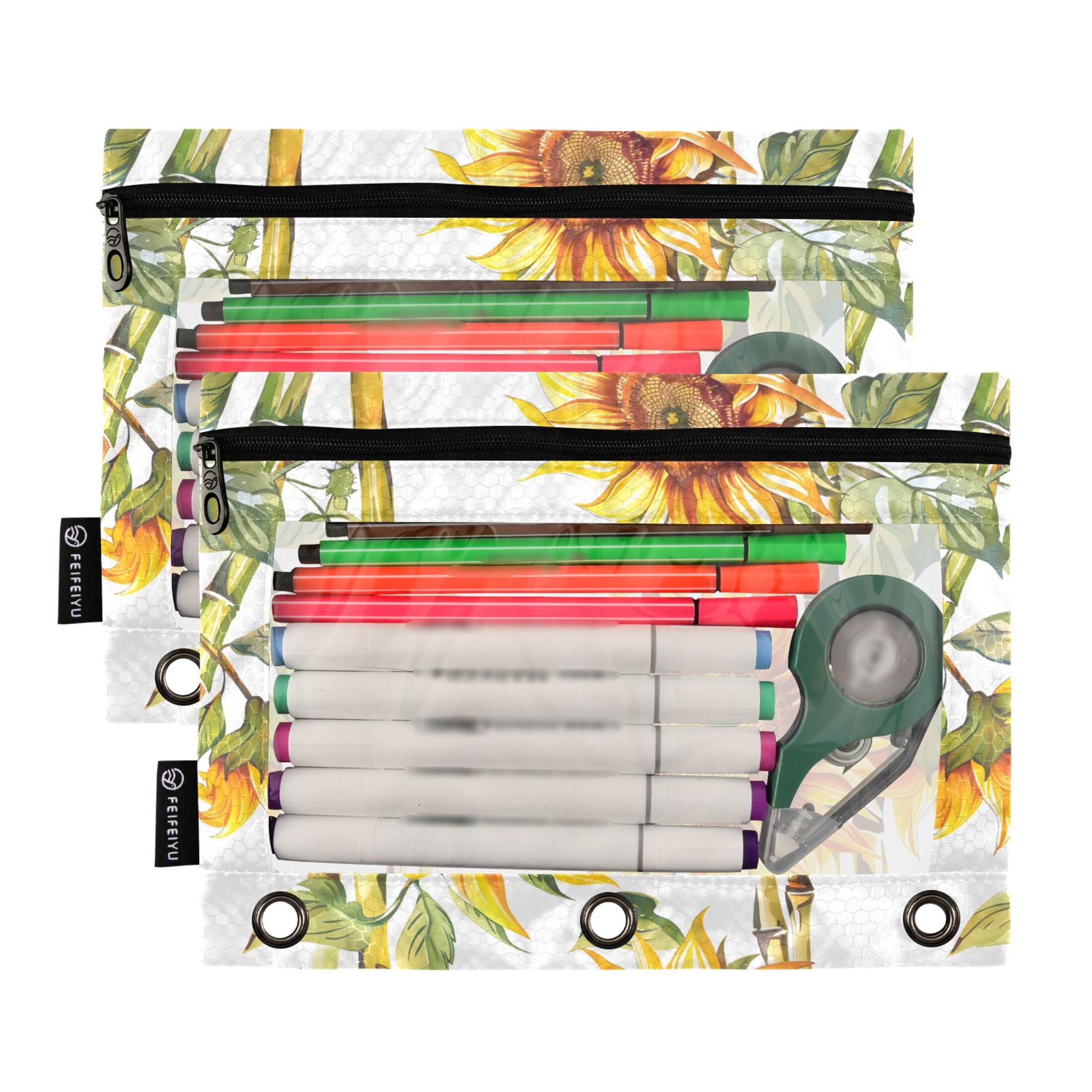 2 Pack Pencil Pouch for 3 Ring Binder Smooth Zipper Folders with ...