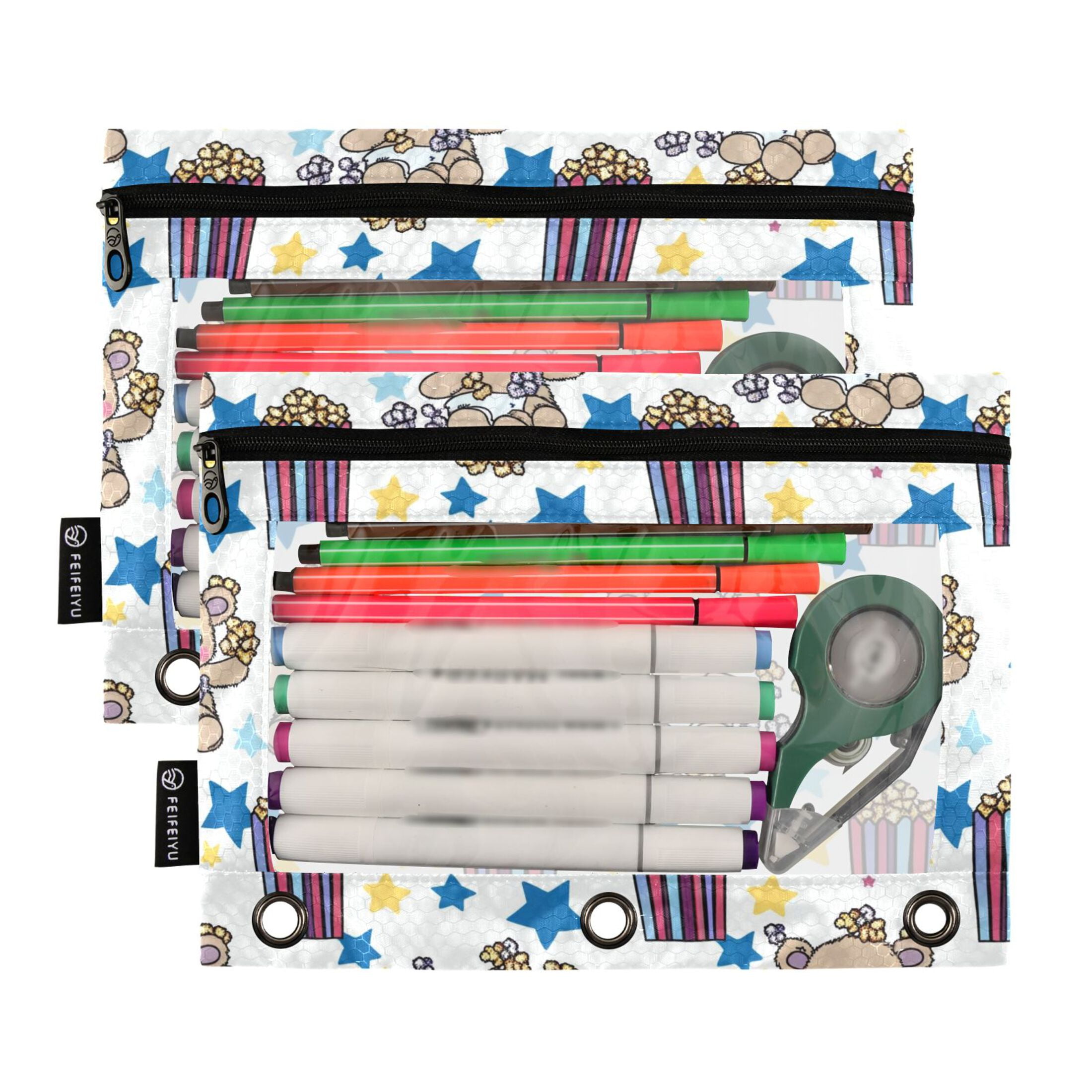 2 Pack Pencil Pouch for 3 Ring Binder Smooth Zipper Folders with ...