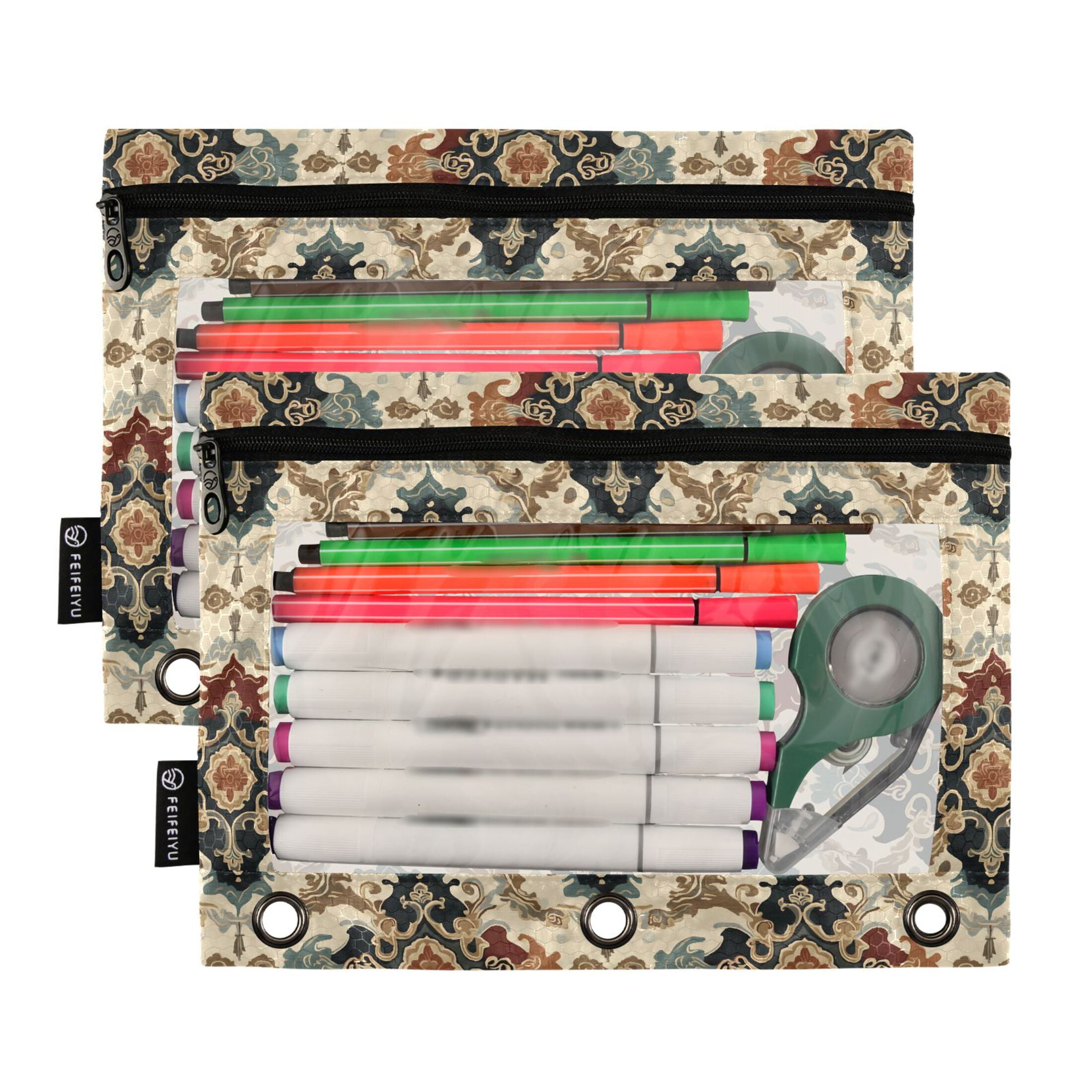 2 Pack Pencil Pouch for 3 Ring Binder Smooth Zipper Folders with ...