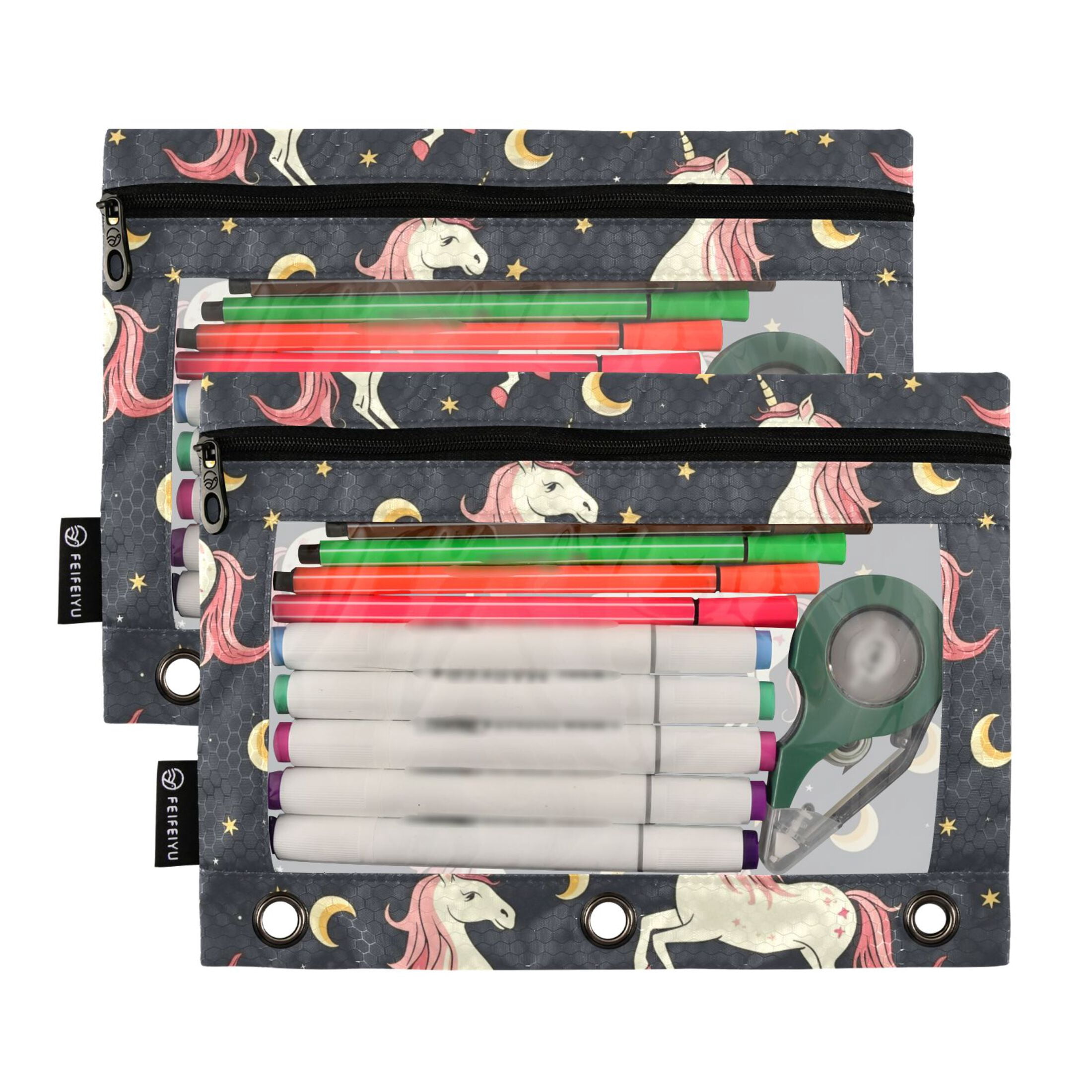 2 Pack Pencil Pouch for 3 Ring Binder Smooth Zipper Folders with ...