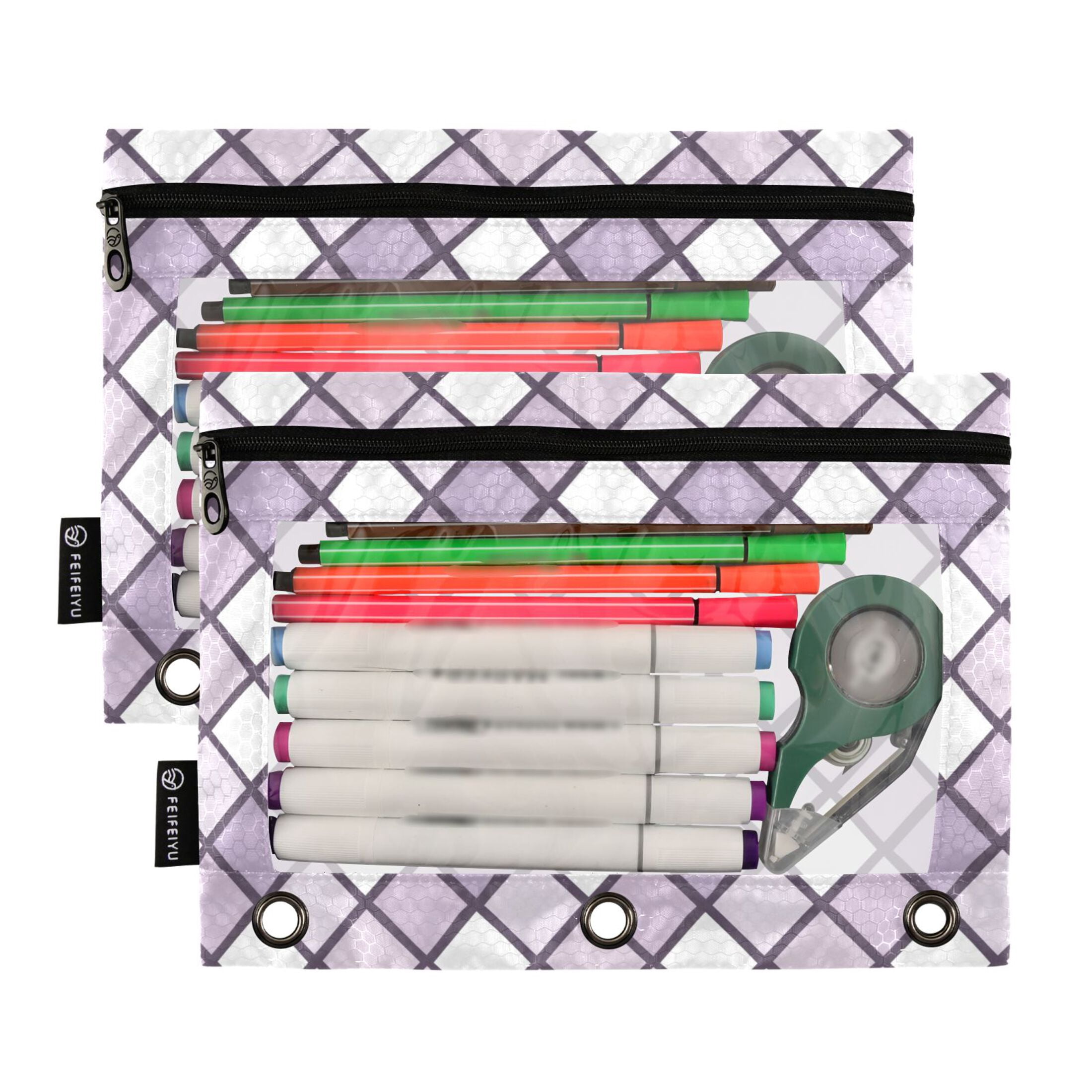 2 Pack Pencil Pouch for 3 Ring Binder Smooth Zipper Folders with ...