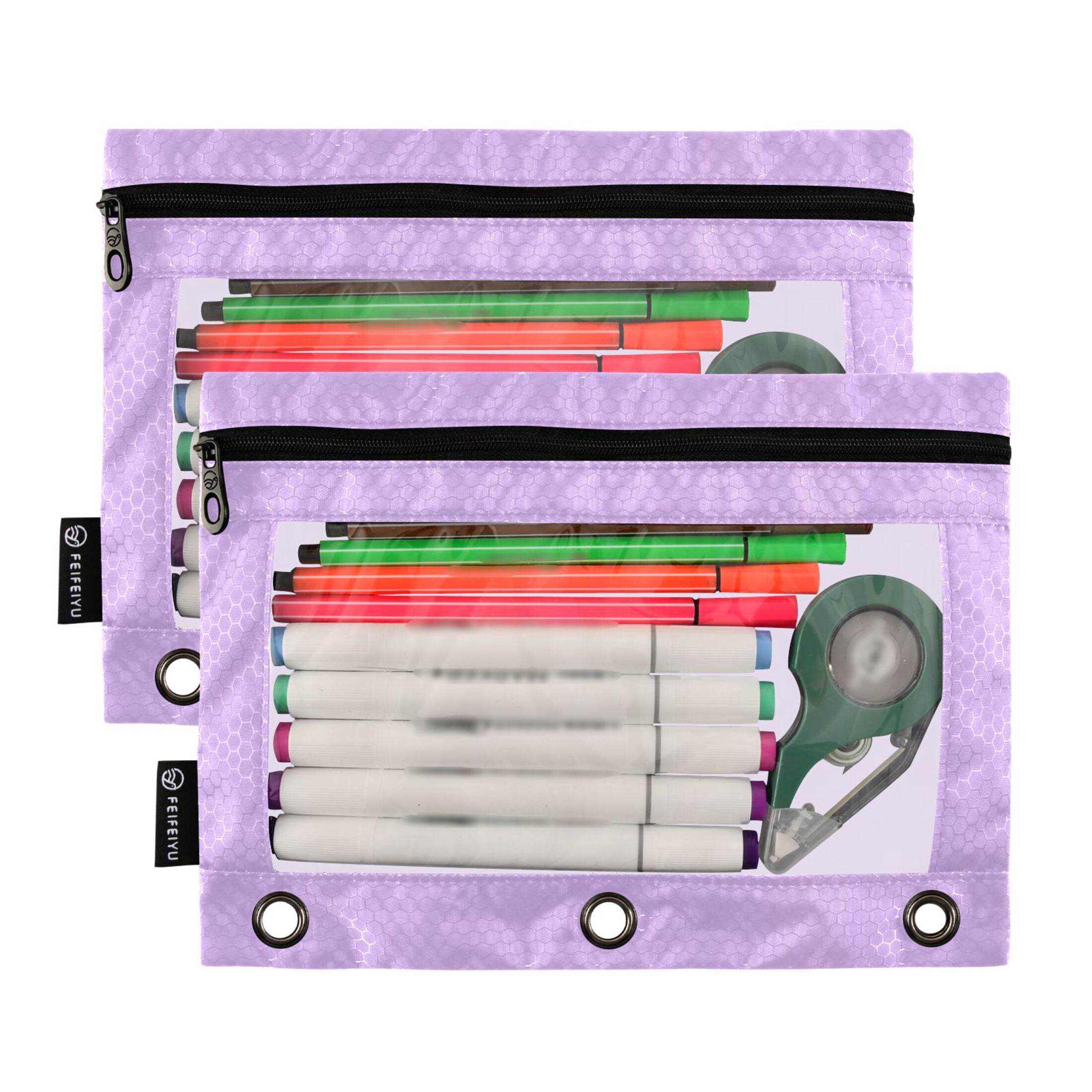 2 Pack Pencil Pouch for 3 Ring Binder Smooth Zipper Folders with ...
