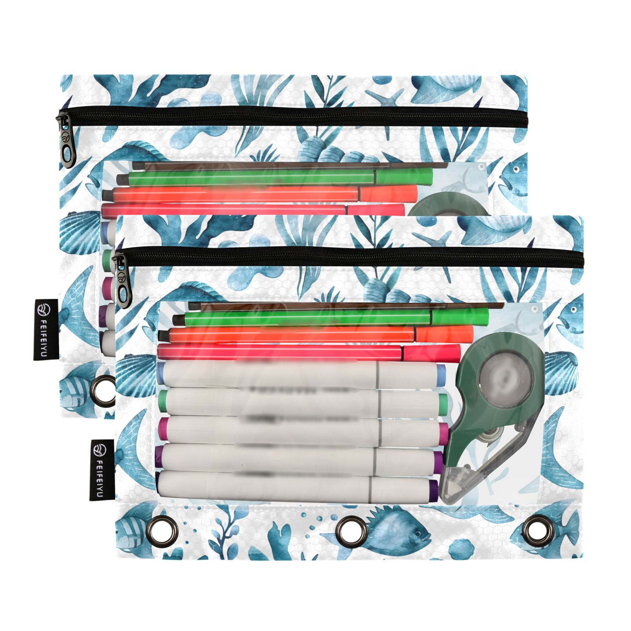 2 Pack Pencil Pouch for 3 Ring Binder Smooth Zipper Folders with ...