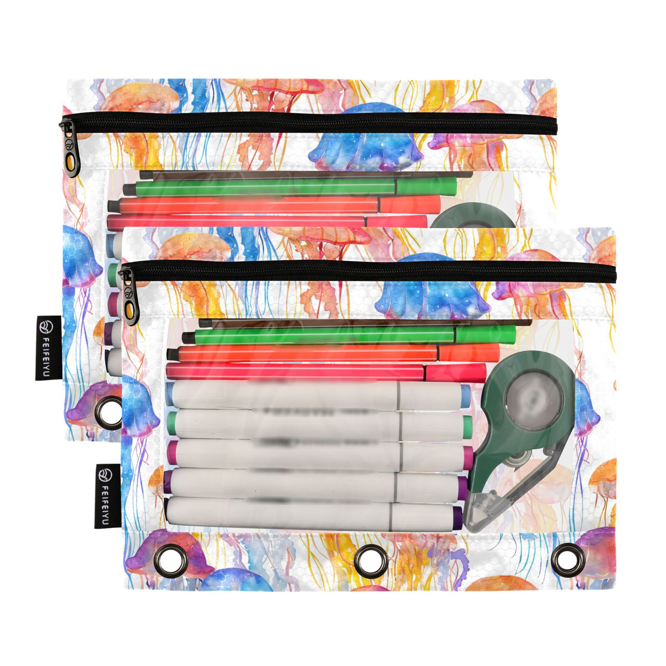 2 Pack Pencil Pouch for 3 Ring Binder Smooth Zipper Folders with ...