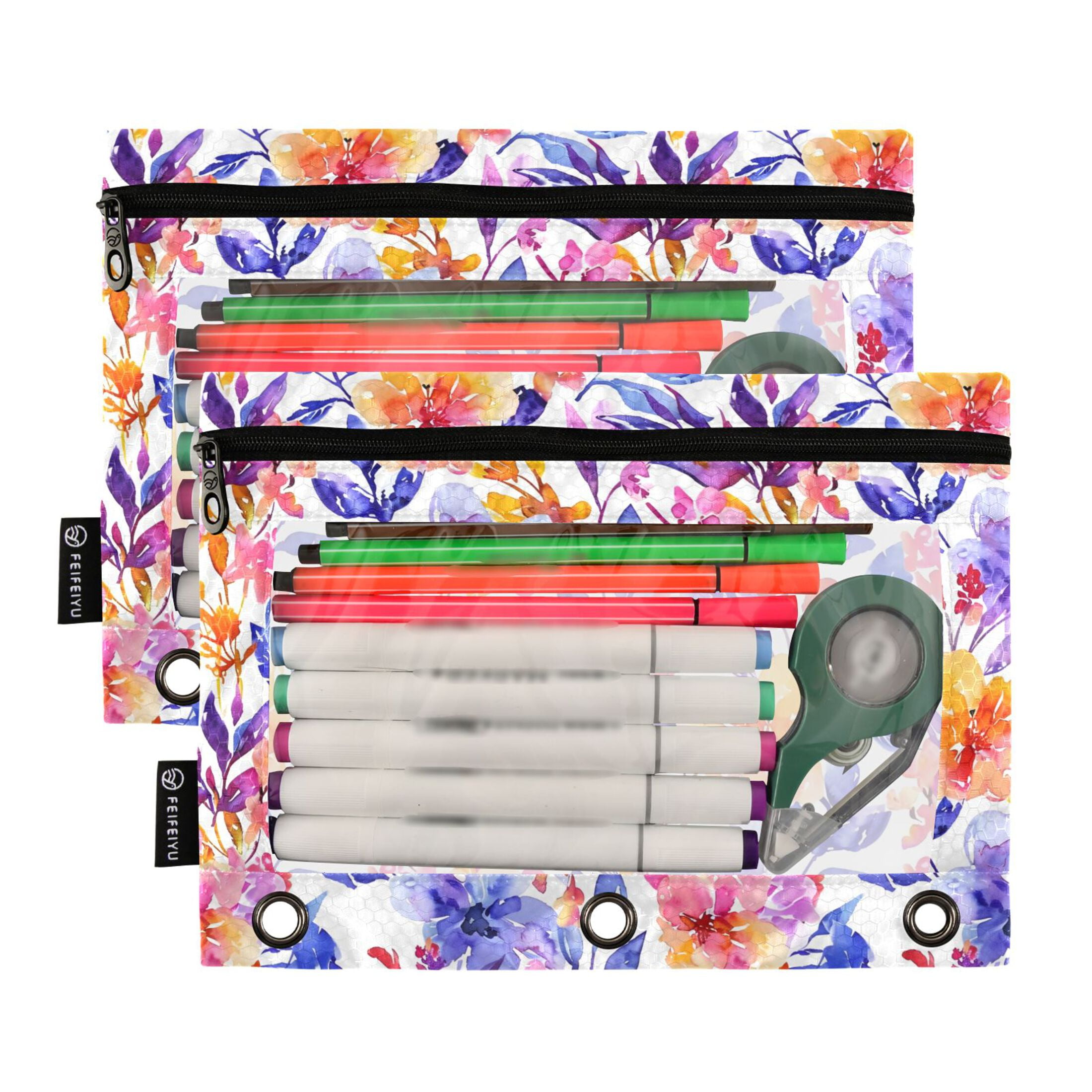 2 Pack Pencil Pouch for 3 Ring Binder Smooth Zipper Folders with ...