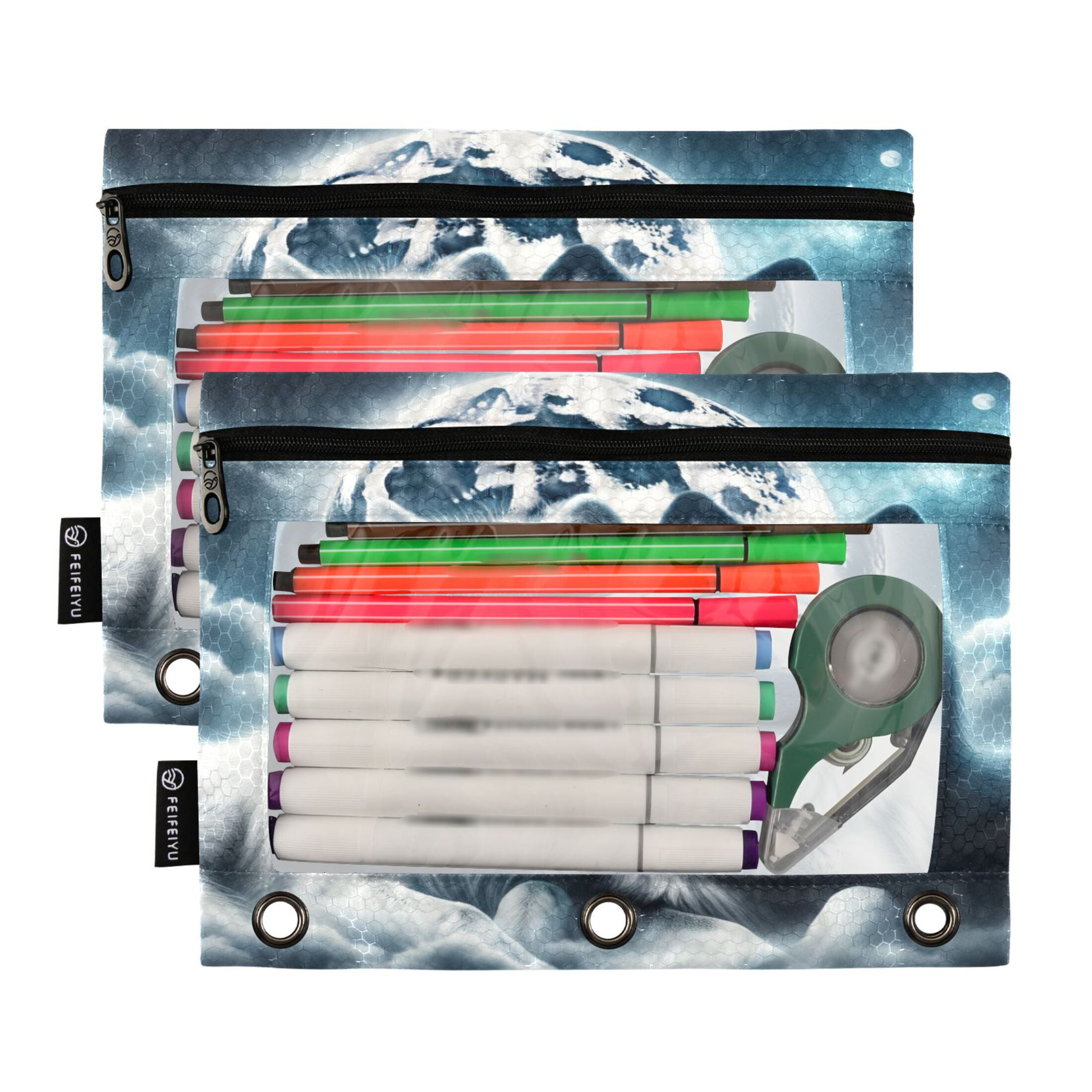 2 Pack Pencil Pouch for 3 Ring Binder Smooth Zipper Folders with ...