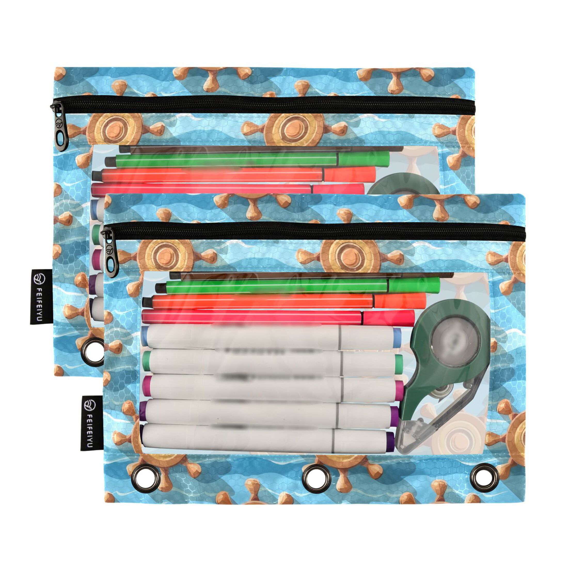 2 Pack Pencil Pouch for 3 Ring Binder Smooth Zipper Folders with ...
