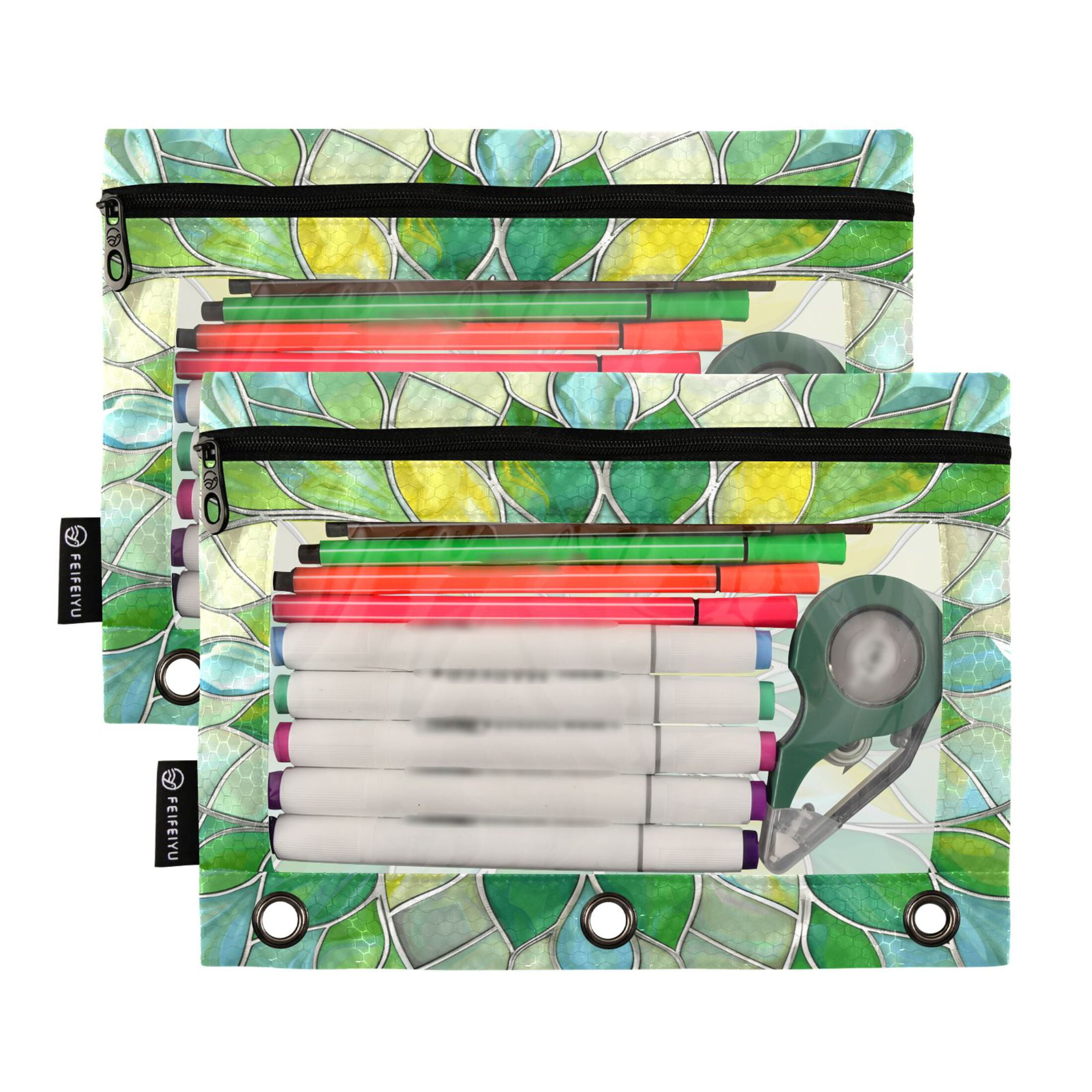 2 Pack Pencil Pouch for 3 Ring Binder Smooth Zipper Folders with ...
