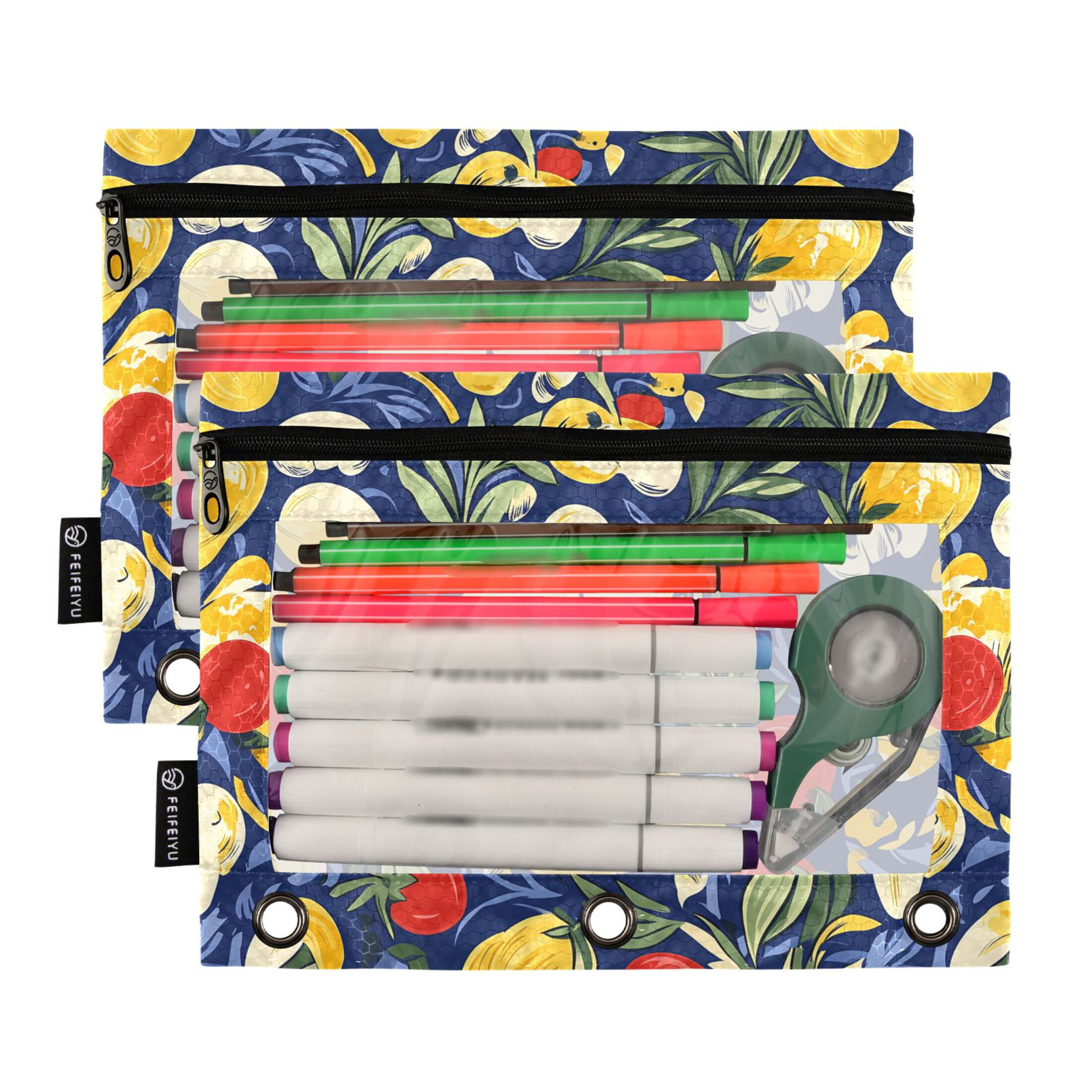 2 Pack Pencil Pouch for 3 Ring Binder Smooth Zipper Folders with ...