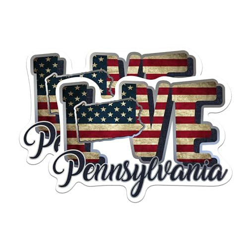 (2 Pack) Pennsylvania Love State Magnets - PA State USA Flag - Choose ...