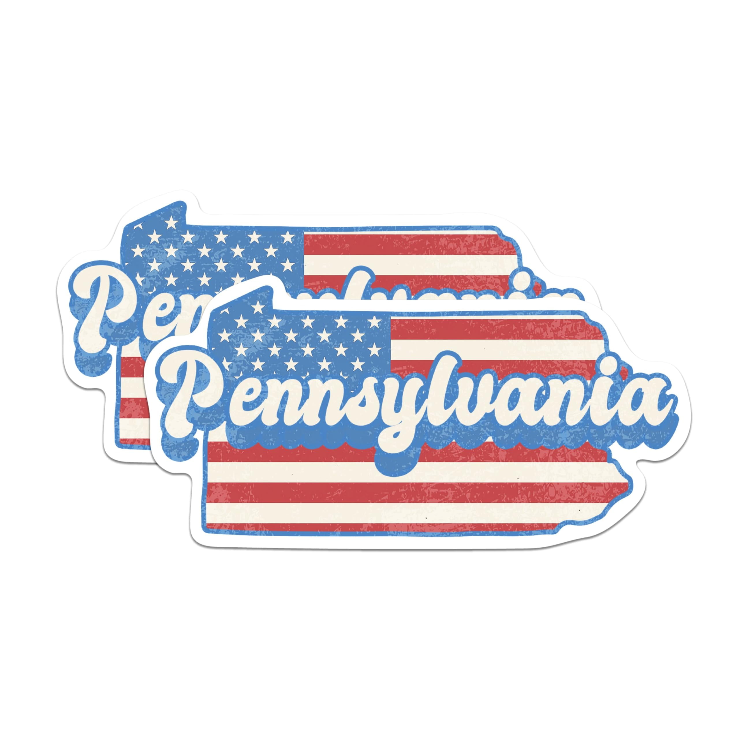 (2 Pack) Pennsylvania State Outline Magnets - PA State Shape with USA ...