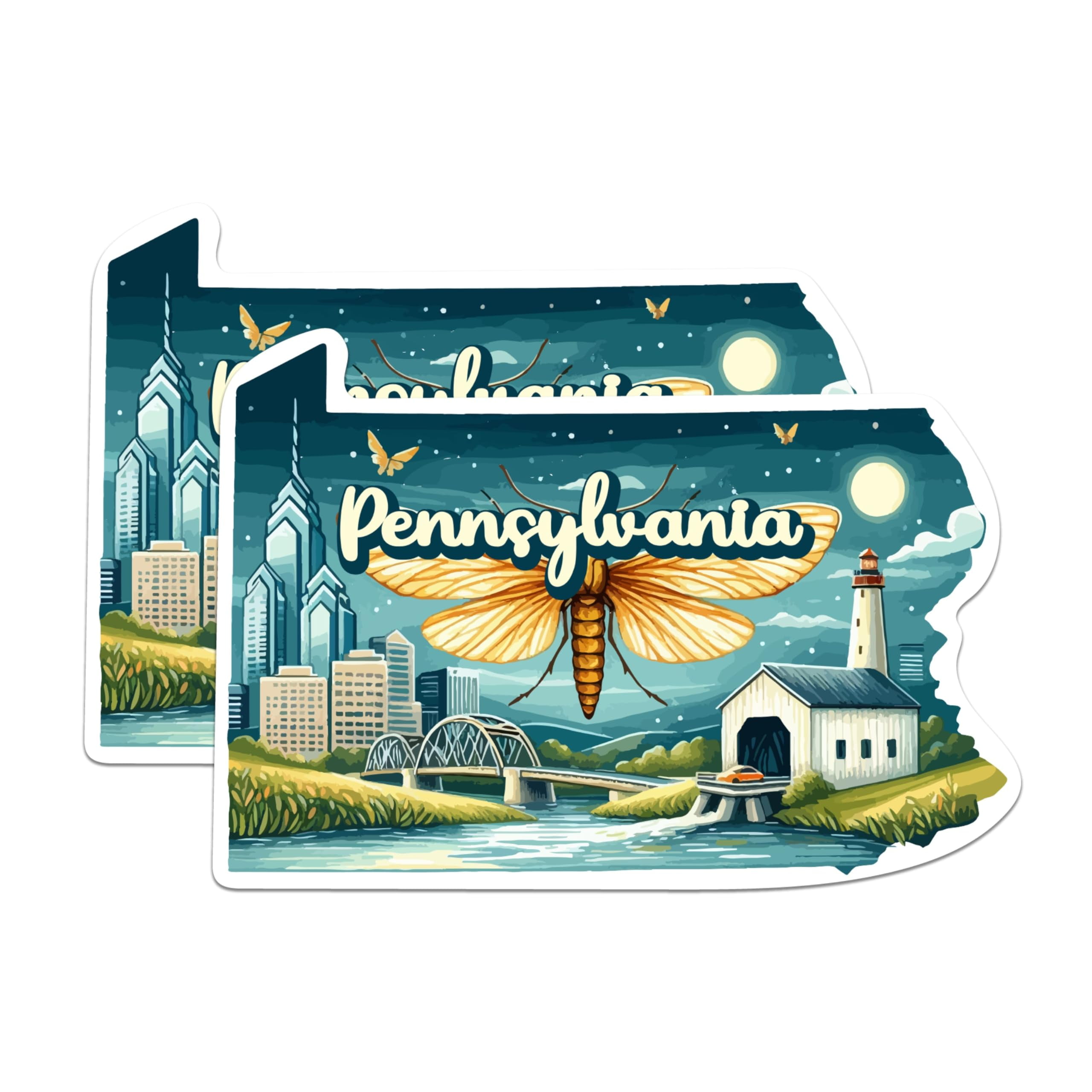 (2 Pack) Pennsylvania State Shape Stickers - PA State Sticker - Choose ...