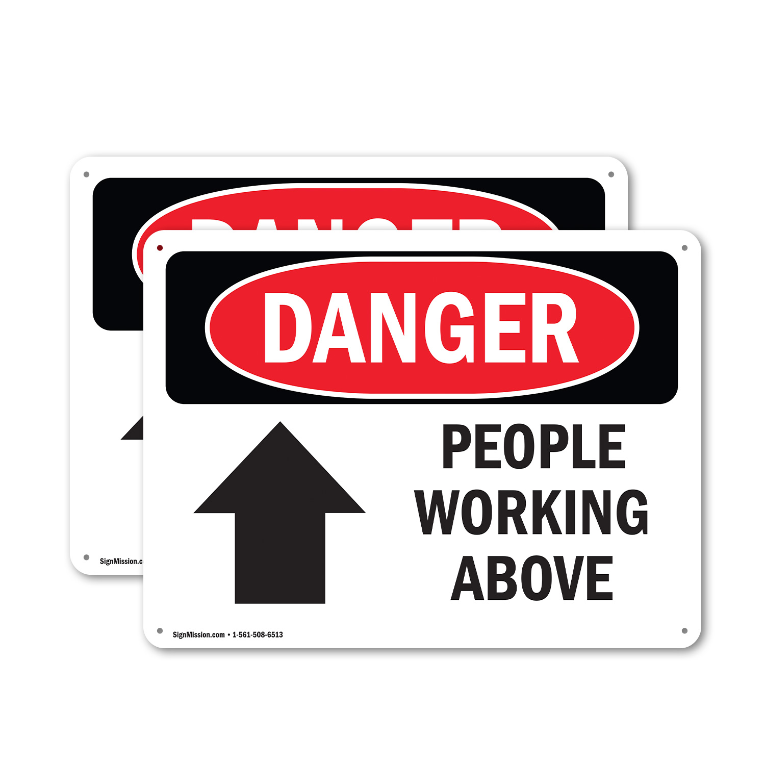 (2 Pack) People Working Above OSHA Danger Sign 14 Inch X 10 Inch Indoor ...