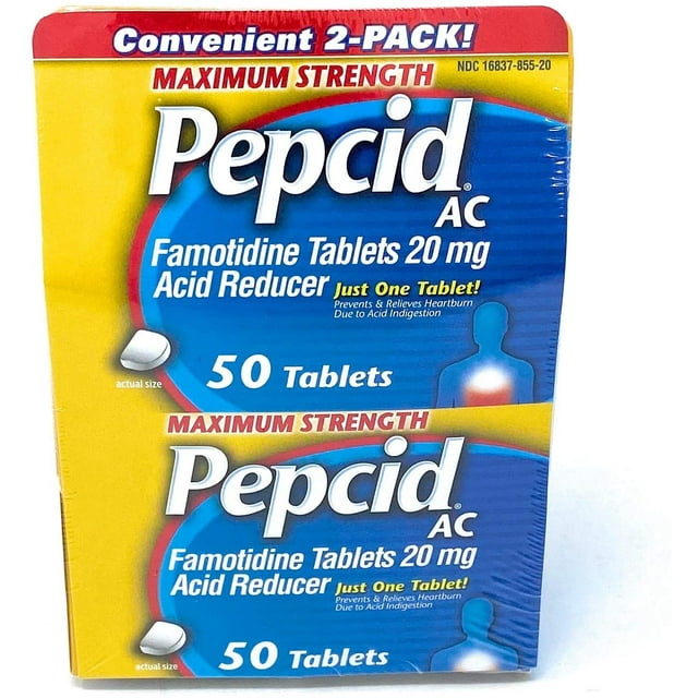 2 Pack | Pepcid AC Maximum Strength Famotidine 20 mg, 50 Tablets ...
