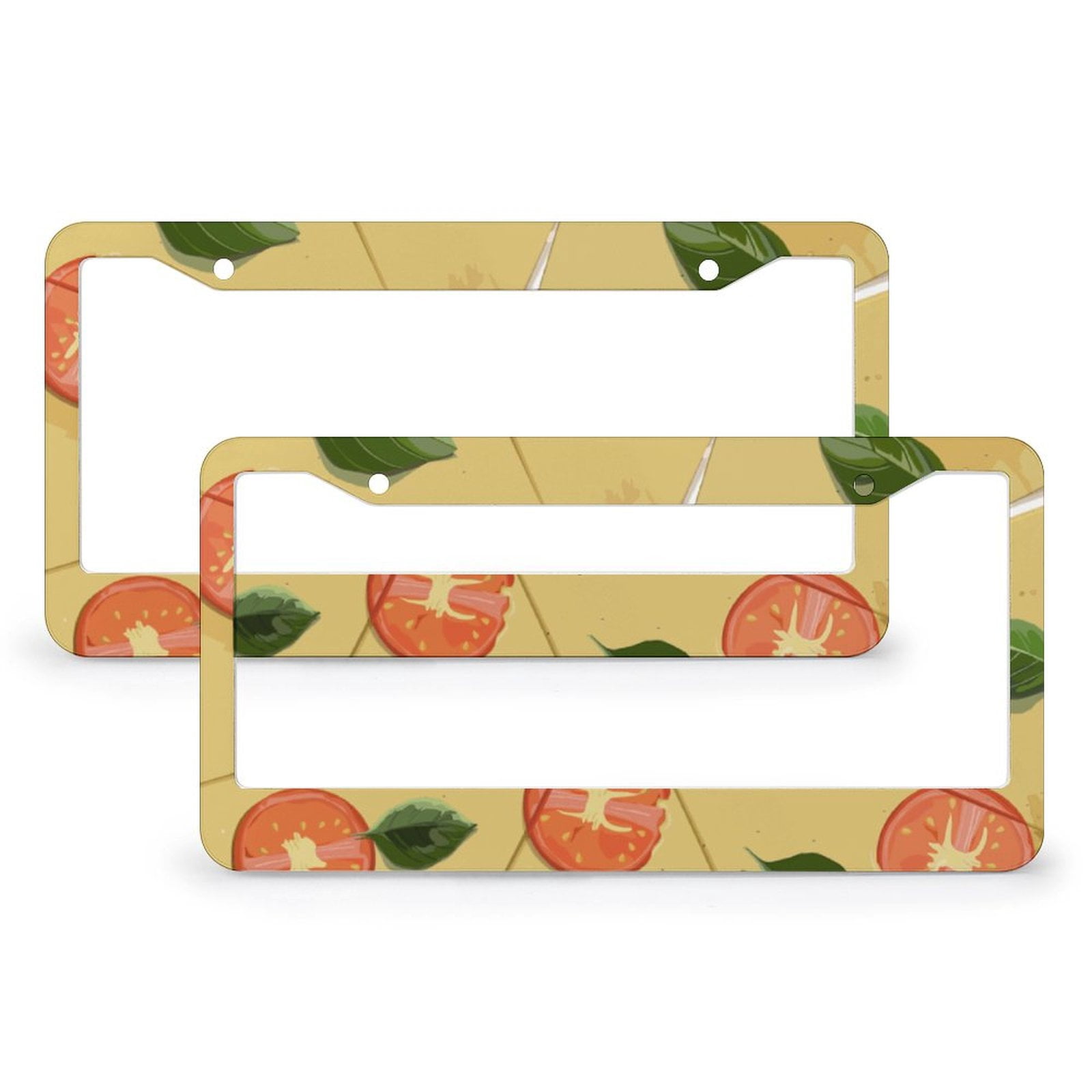 2 Pack Pepperoni Cheese Pizza License Plate Frames Fantasy Delicious ...