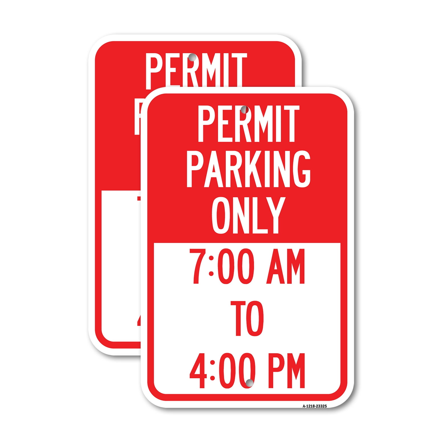 (2 Pack) Permit Parking Only 7-00 Am to 4-00 Pm | 18" X 24" Heavy-Gauge ...