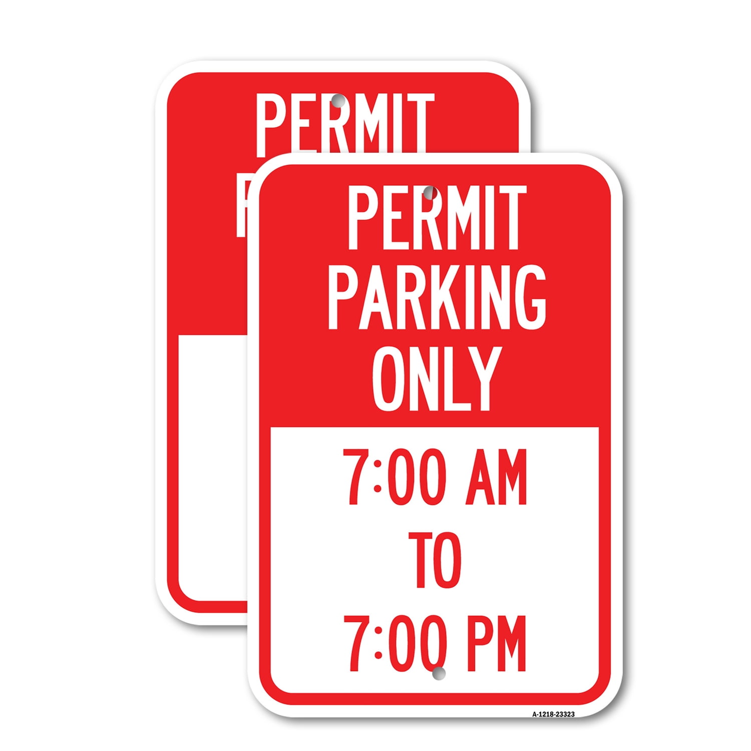 (2 Pack) Permit Parking Only 7-00 Am to 7-00 Pm | 12" X 18" Heavy-Gauge ...