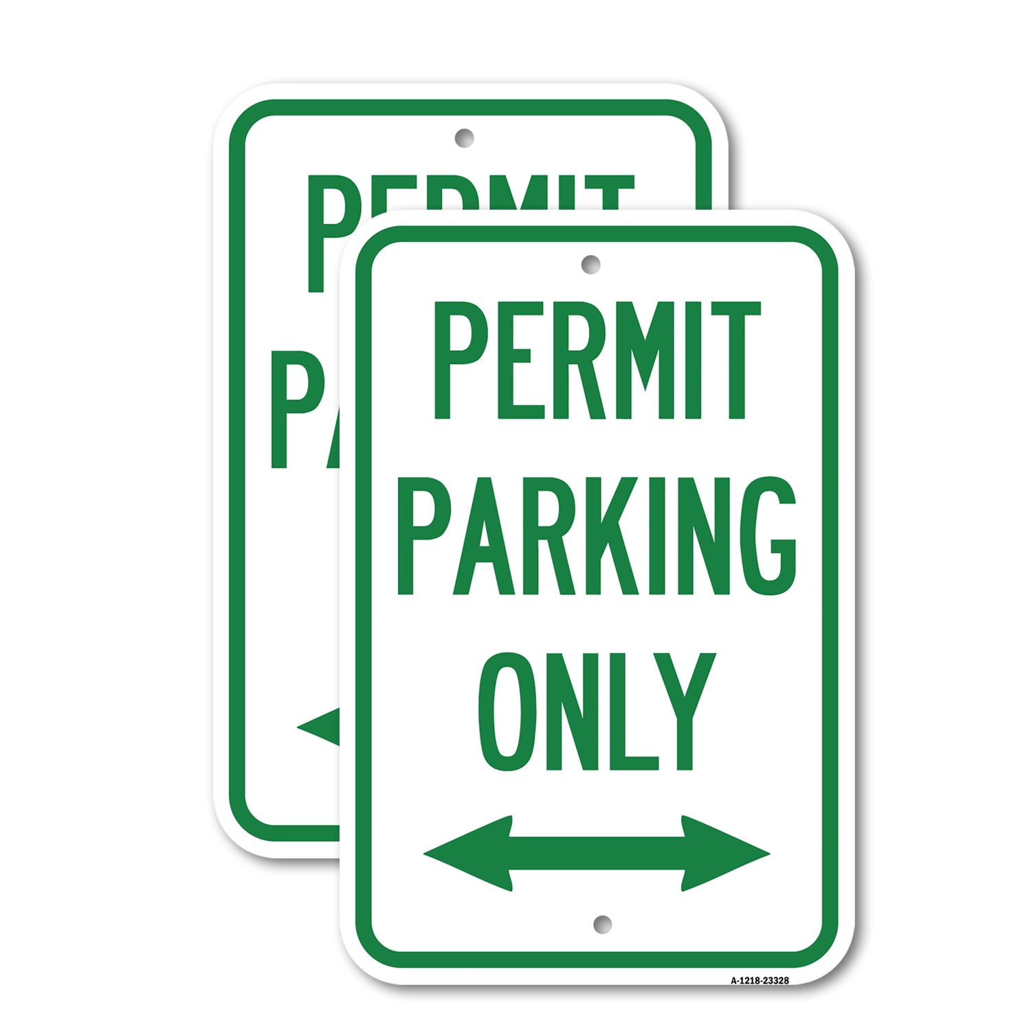 (2 Pack) Permit Parking Only (Bidirectional Arrow) | 18" X 24" Heavy ...