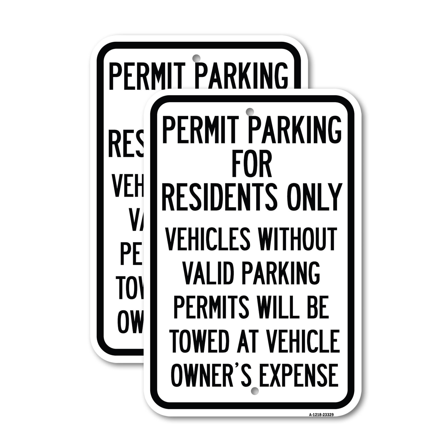 (2 Pack) Permit Parking for Residents Only Vehicles Without Valid ...