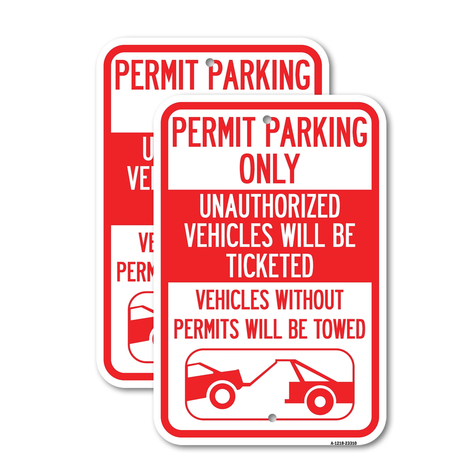 (2 Pack) Permit Parking Only Unauthorized Vehicles Will Be Ticketed ...