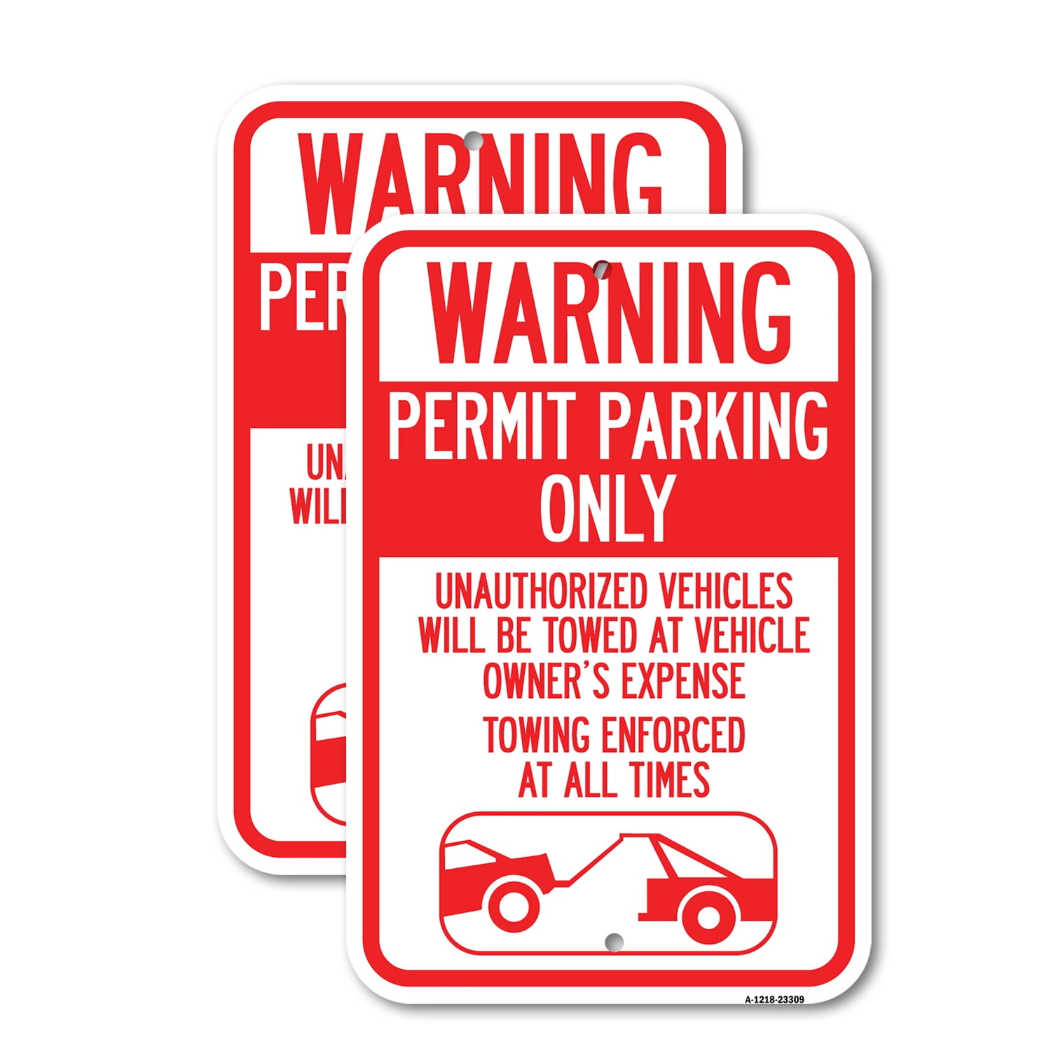 (2 Pack) Permit Parking Only Unauthorized Vehicles Will Be Towed at ...