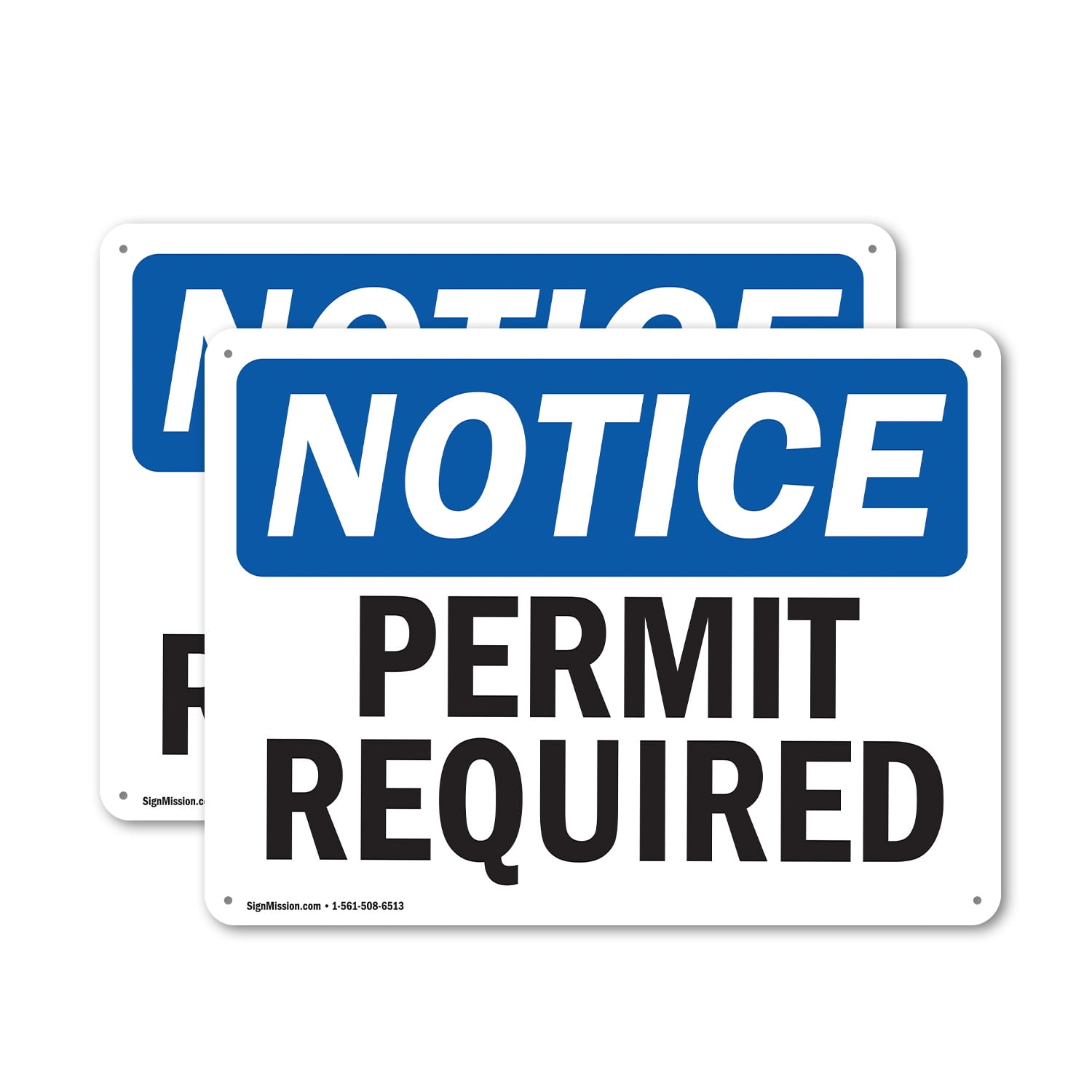(2 Pack) Permit Required OSHA Notice Sign 14 Inch X 10 Inch Plastic ...