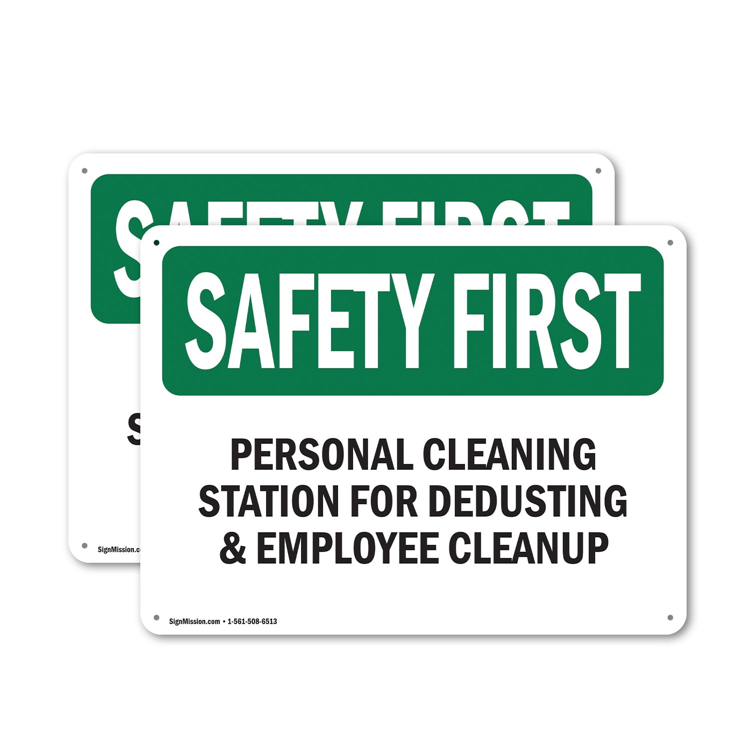 (2 Pack) Personal Cleaning Station For Dedusting OSHA Safety First Sign ...