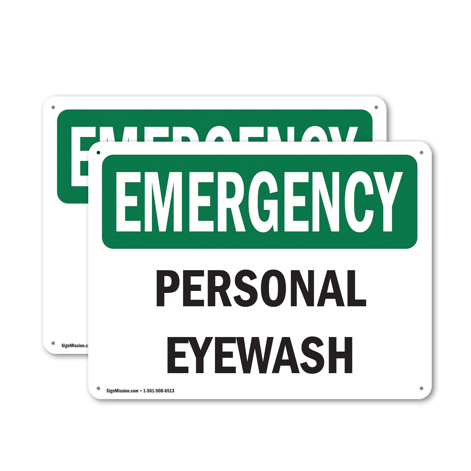 (2 Pack) Personal Eye Wash OSHA Emergency Sign 14 Inch X 10 Inch ...