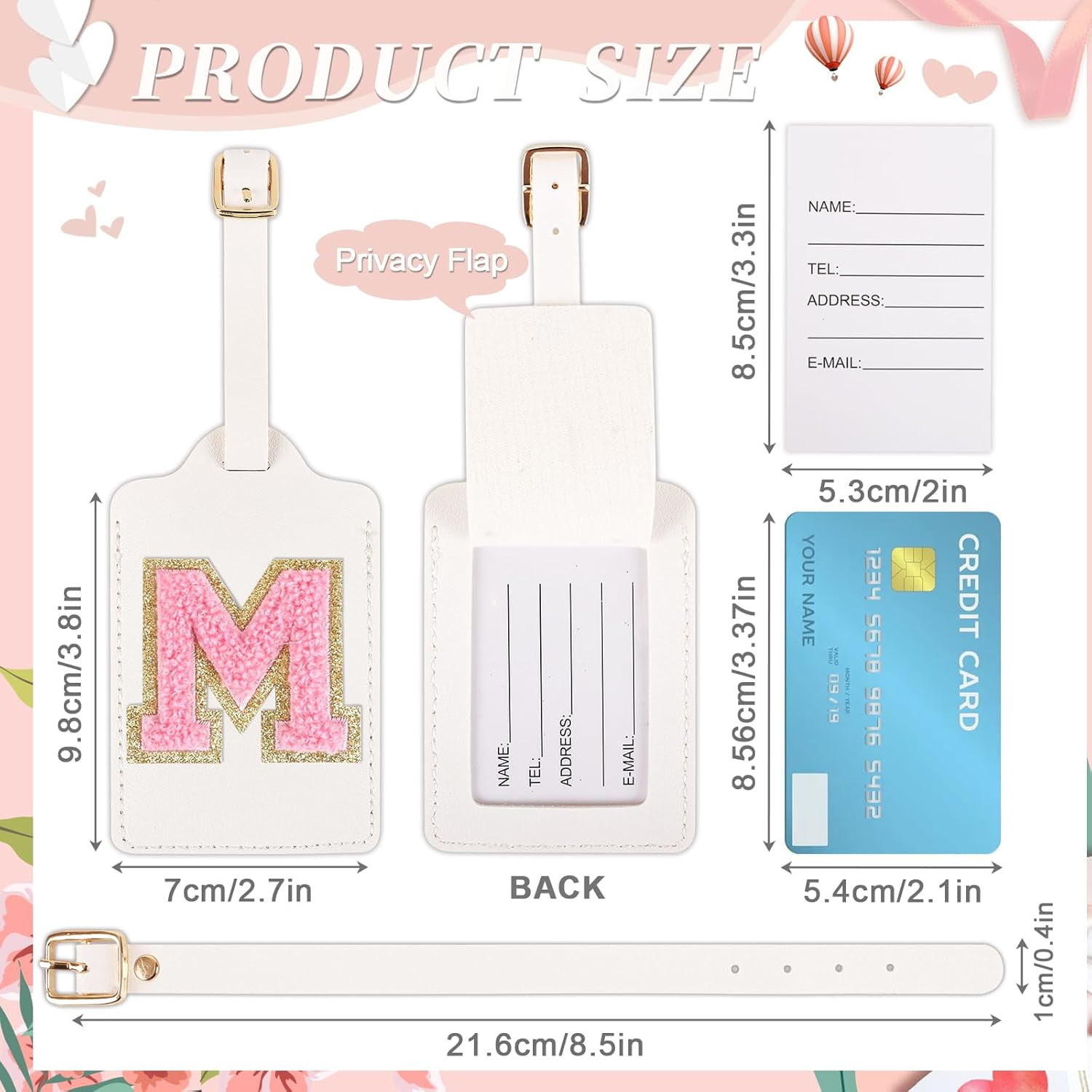 2 Pack Personalized Initial A-Z Luggage Tag For Suitcases Tsa Approved ...