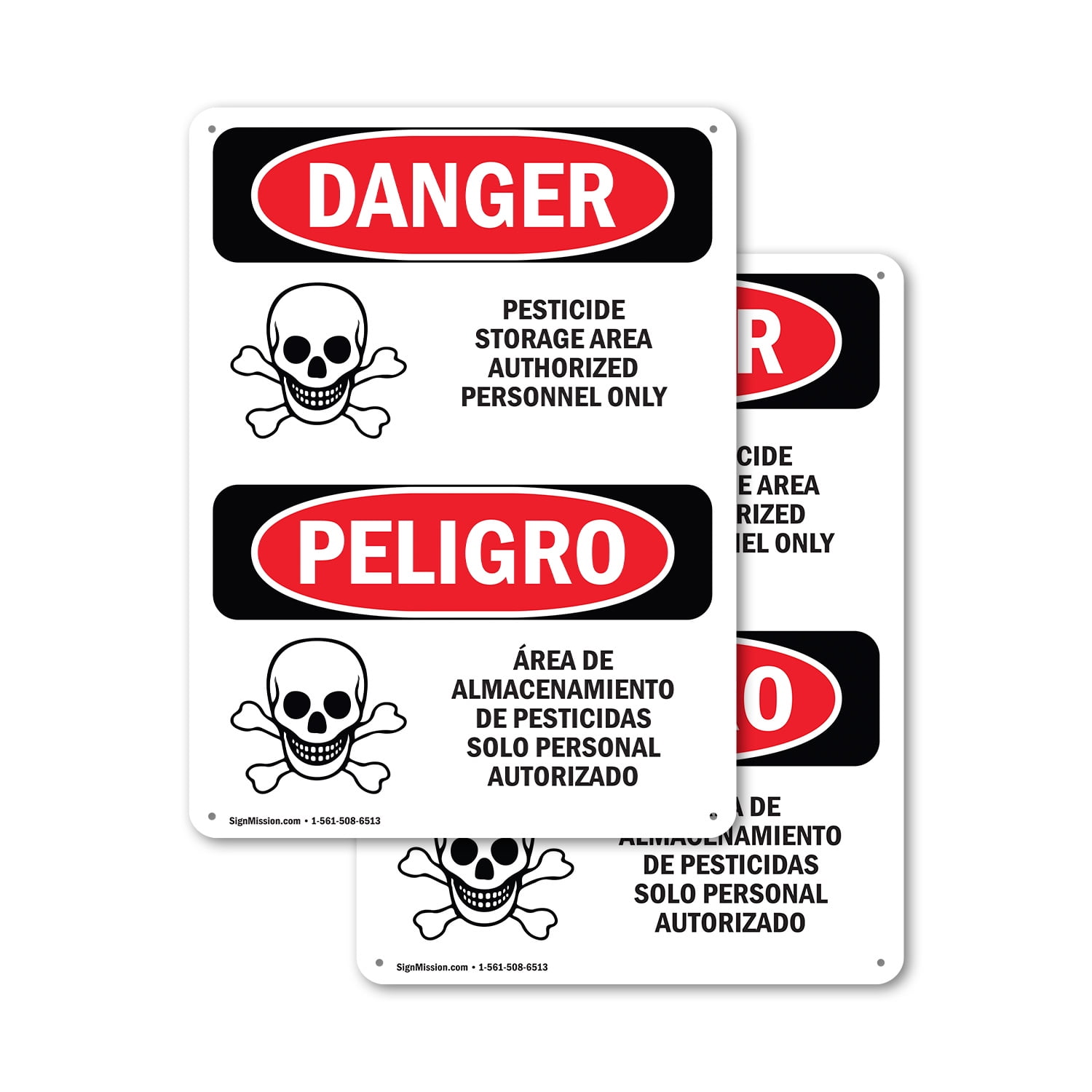 (2 Pack) Pesticide Storage Area Personnel Only OSHA Danger Sign 18 Inch ...