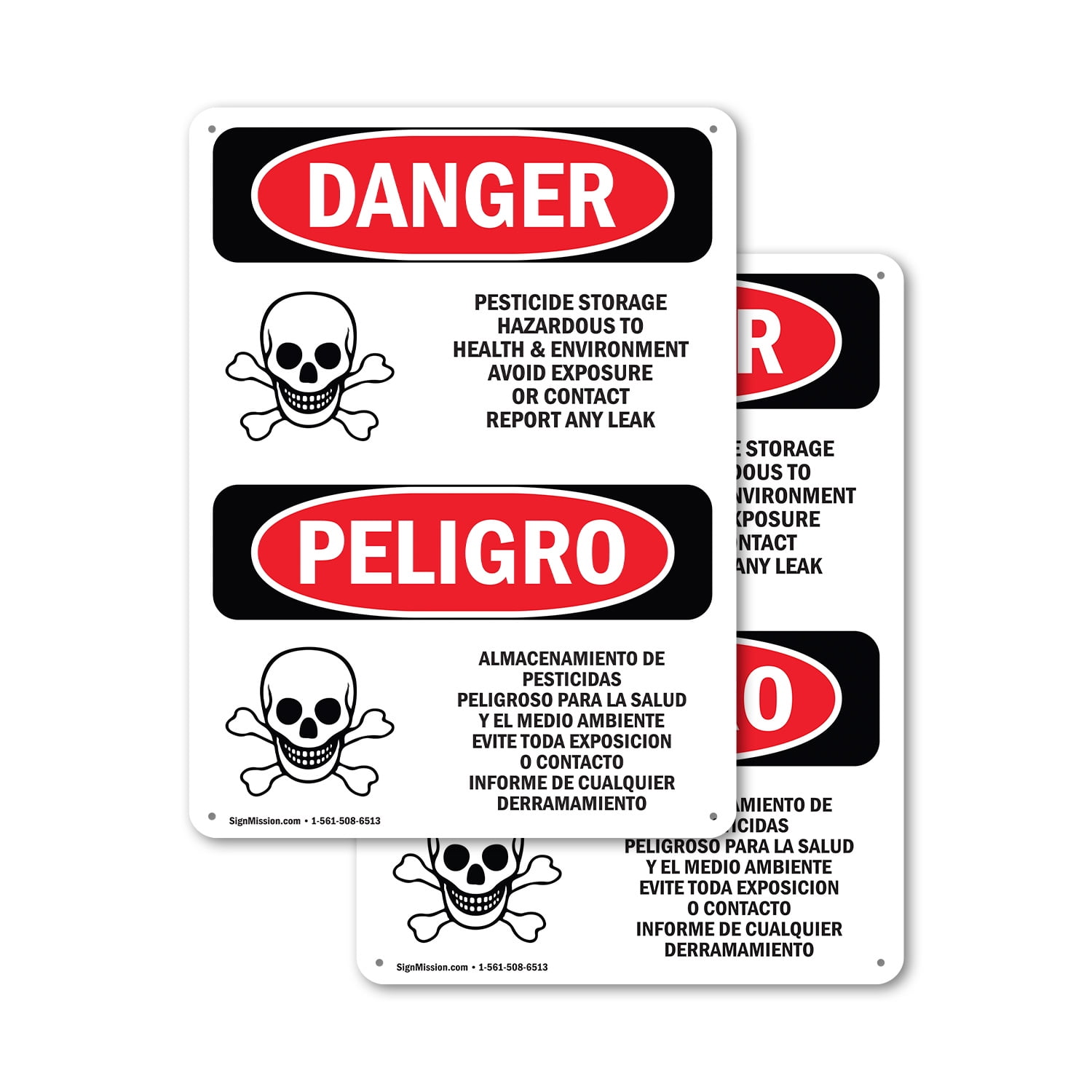 (2 Pack) Pesticide Storage Hazardous Bilingual OSHA Danger Sign 10 Inch ...