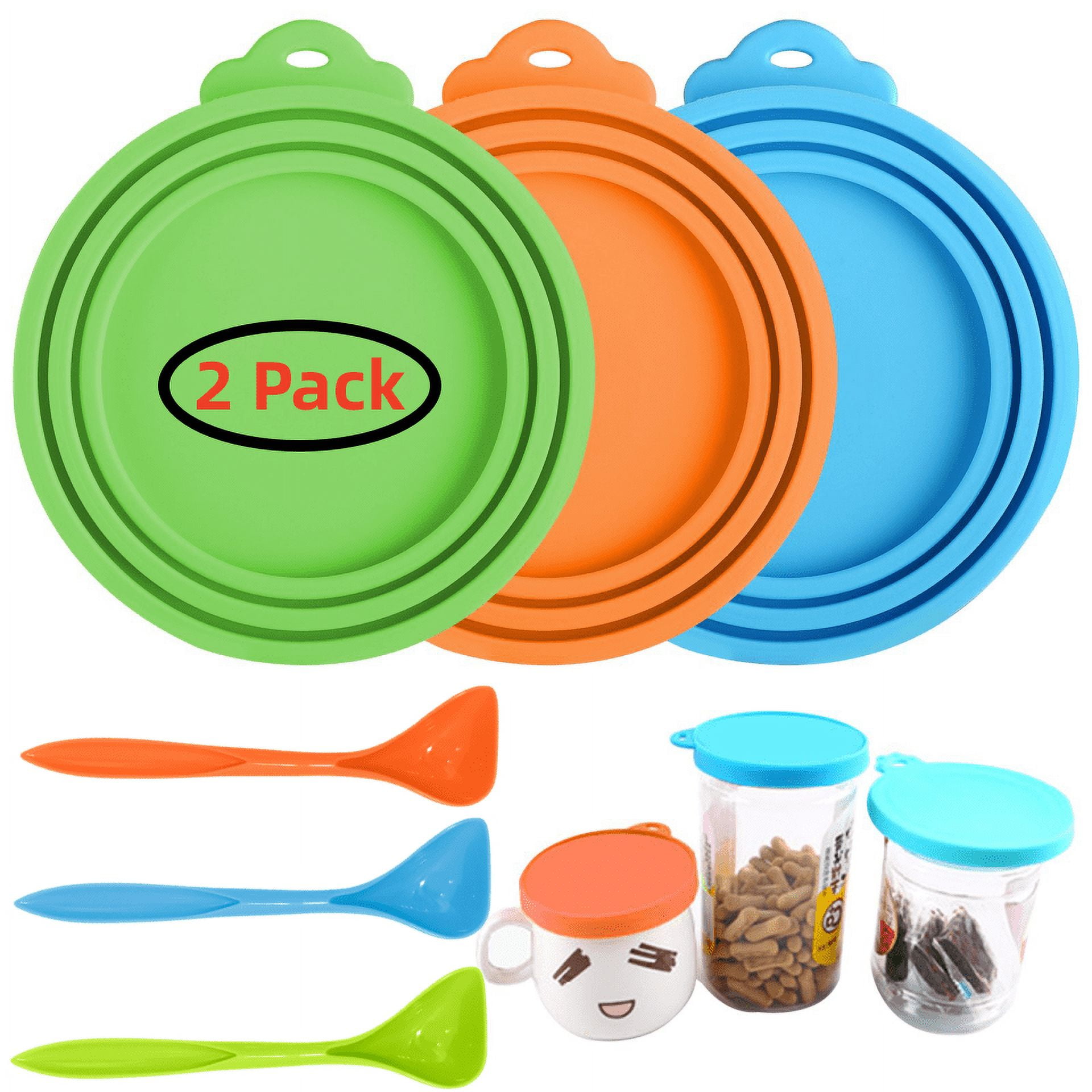 2 Pack 6 Pcs/Set Pet Food Can Covers,Universal Silicone Pet Food Can ...
