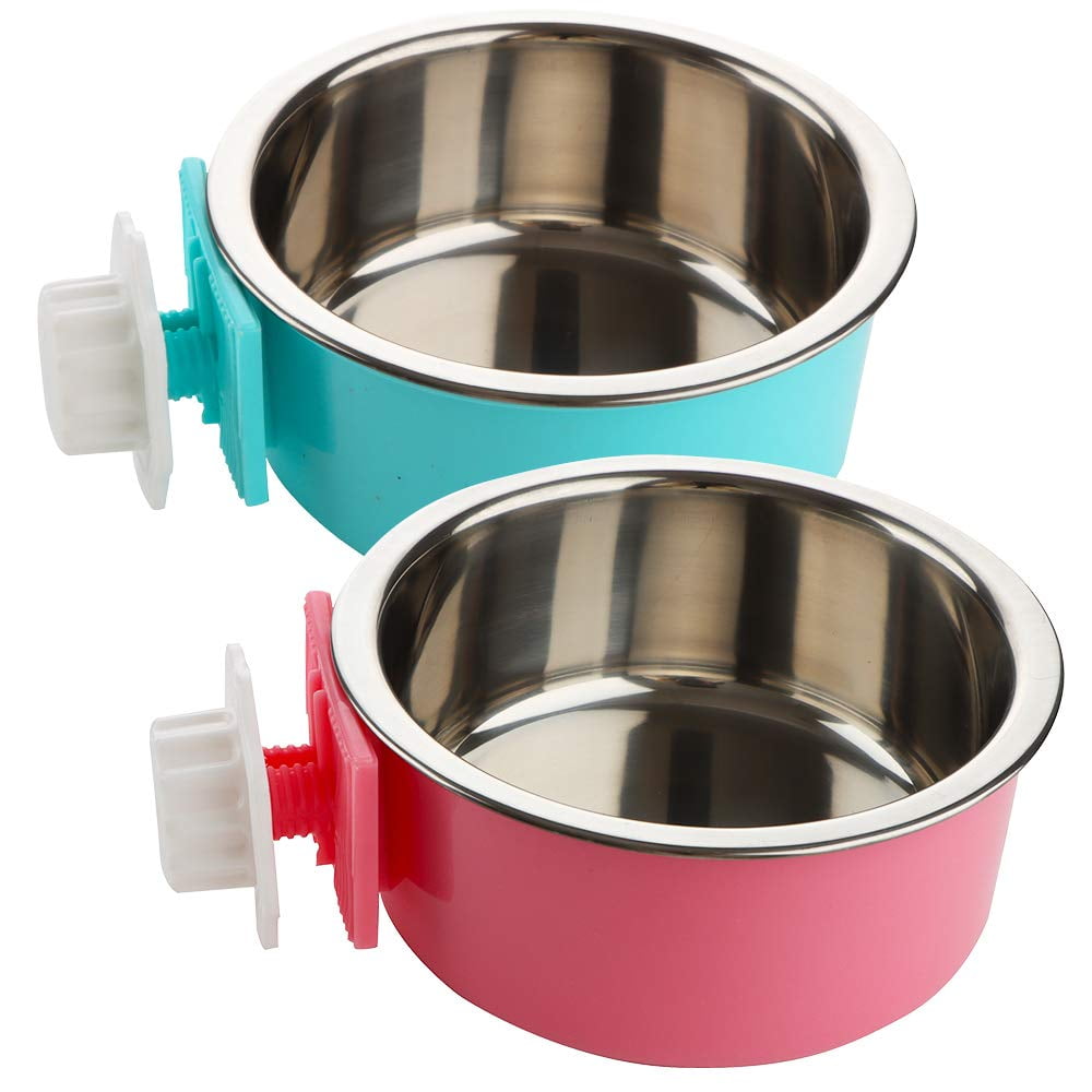 2 Pack Pet Food XEF1 Water Bowl Plastic Basin and Stainless Steel Basin ...